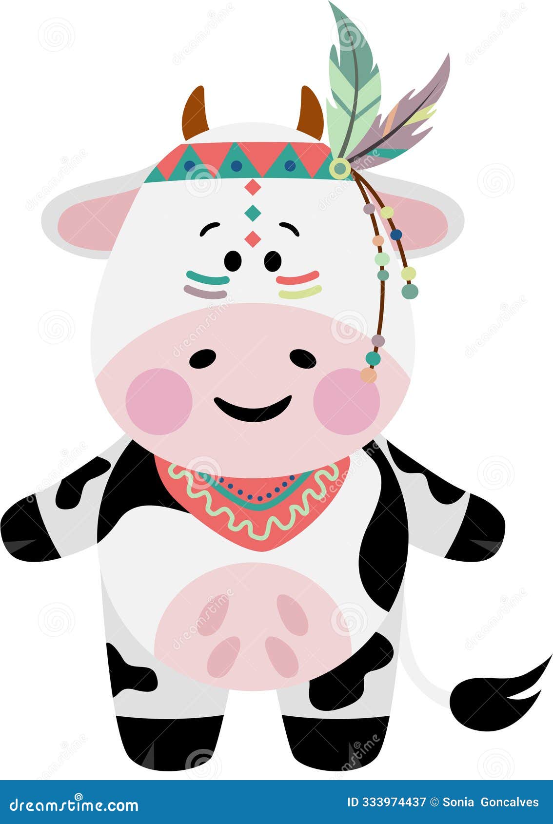 Funny Indian Tribe With Little Tent Vector Illustration | CartoonDealer ...