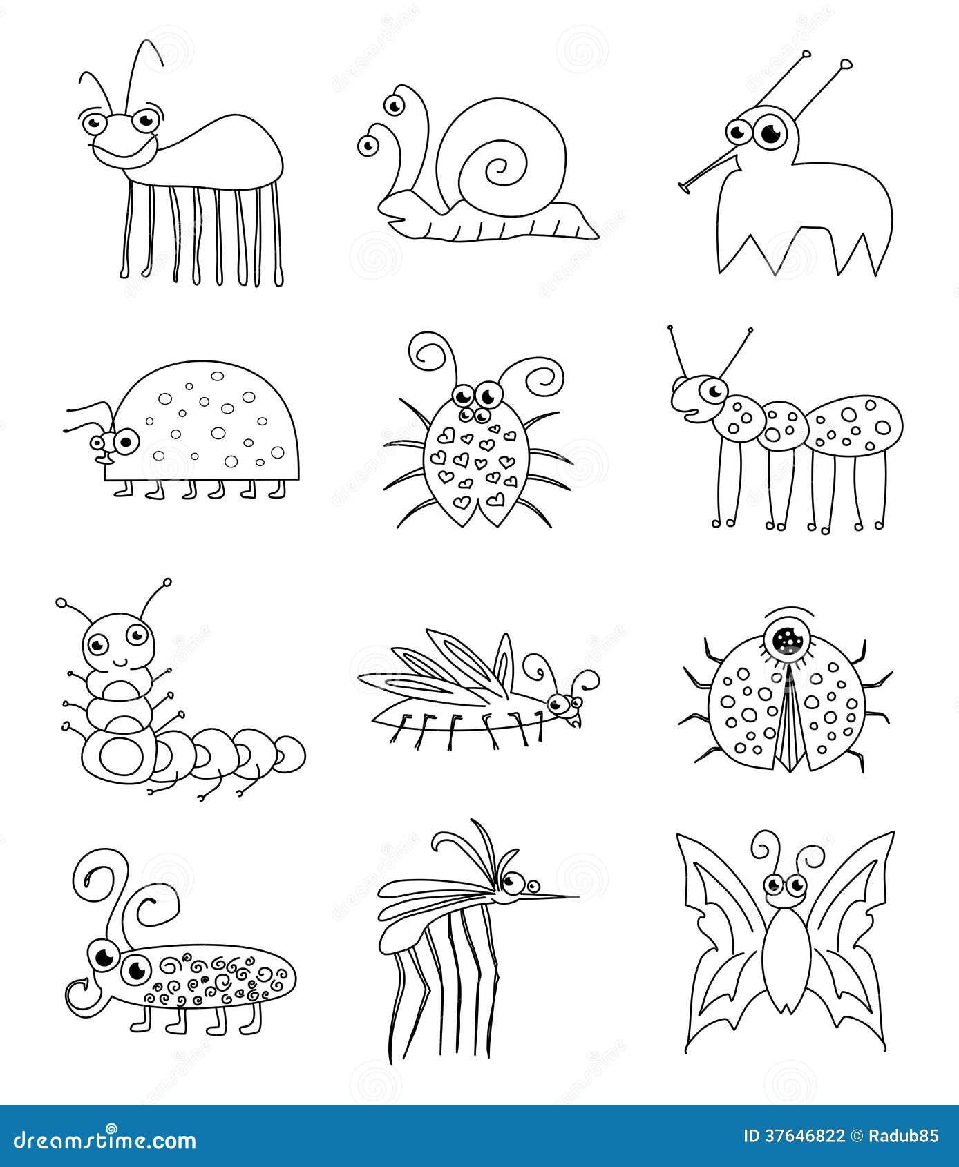 Funny Insect Bugs stock vector. Illustration of drawing - 37646822