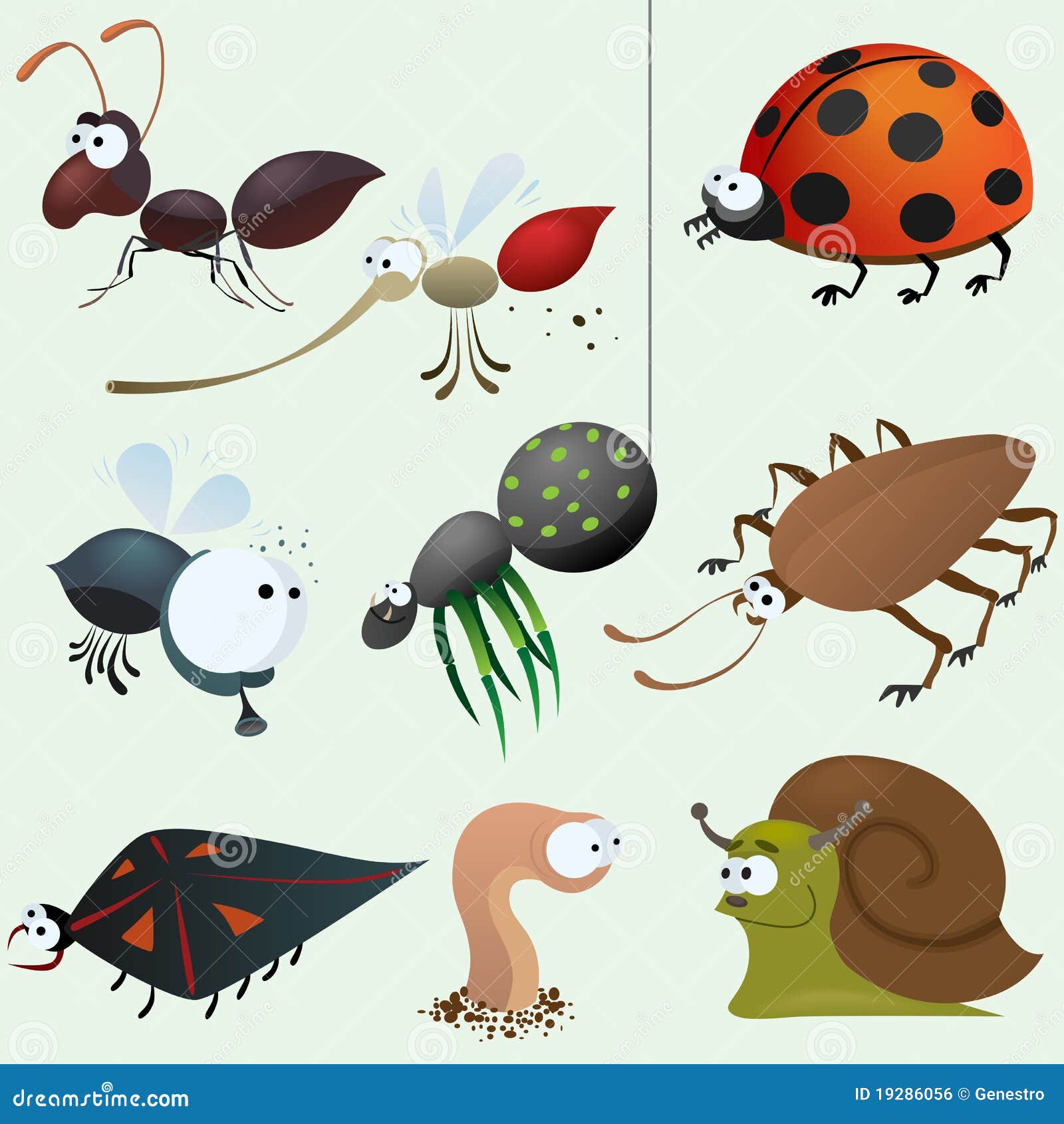 Funny insect set stock vector. Illustration of natural - 19286056