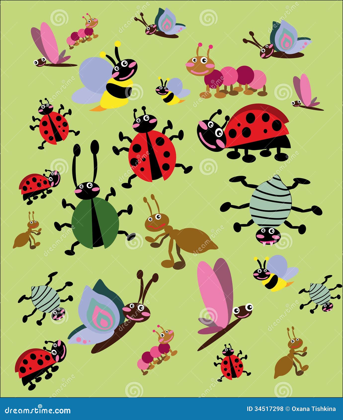 Funny insects set stock vector. Illustration of decoration - 34517298