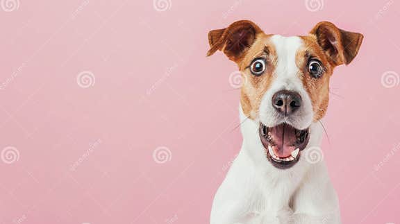 Funny Jack Russel Terrier with a Surprised Expression on Pink Studio ...