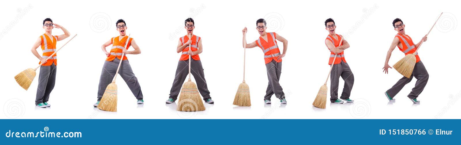Funny Janitor Isolated on White Stock Photo - Image of maid, humor ...