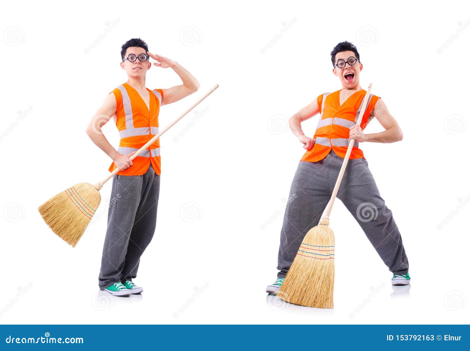 Funny Janitor Isolated on White Stock Image - Image of humorous ...