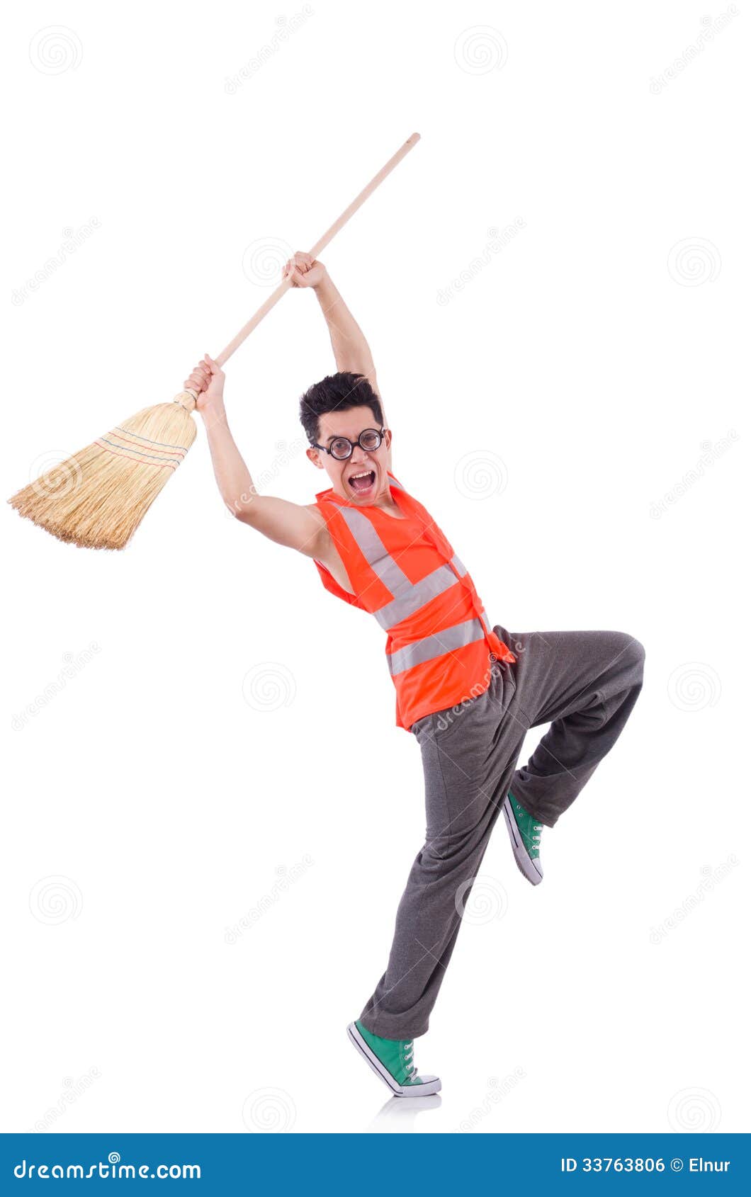 Funny janitor stock photo. Image of life, equipment, brush - 33763806