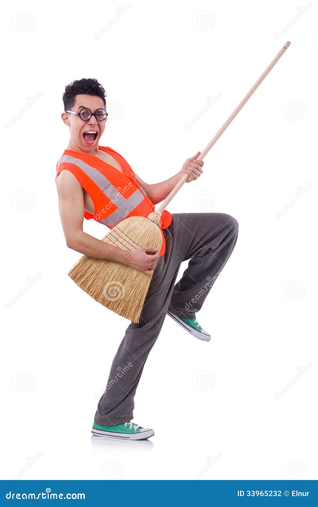 Funny janitor stock photo. Image of cleaning, adult, male - 33965232