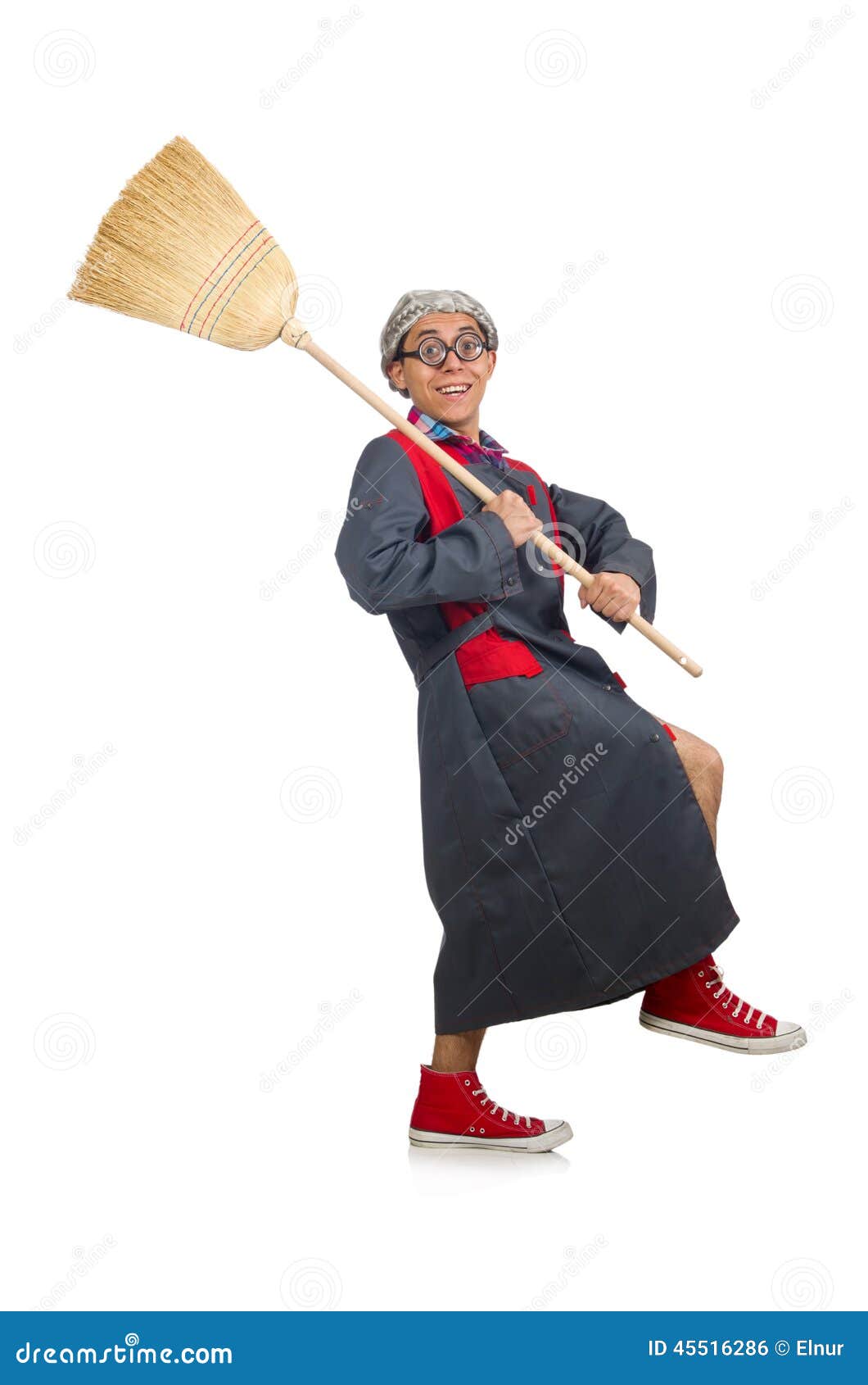 Funny janitor isolated stock photo. Image of person, humor - 45516286