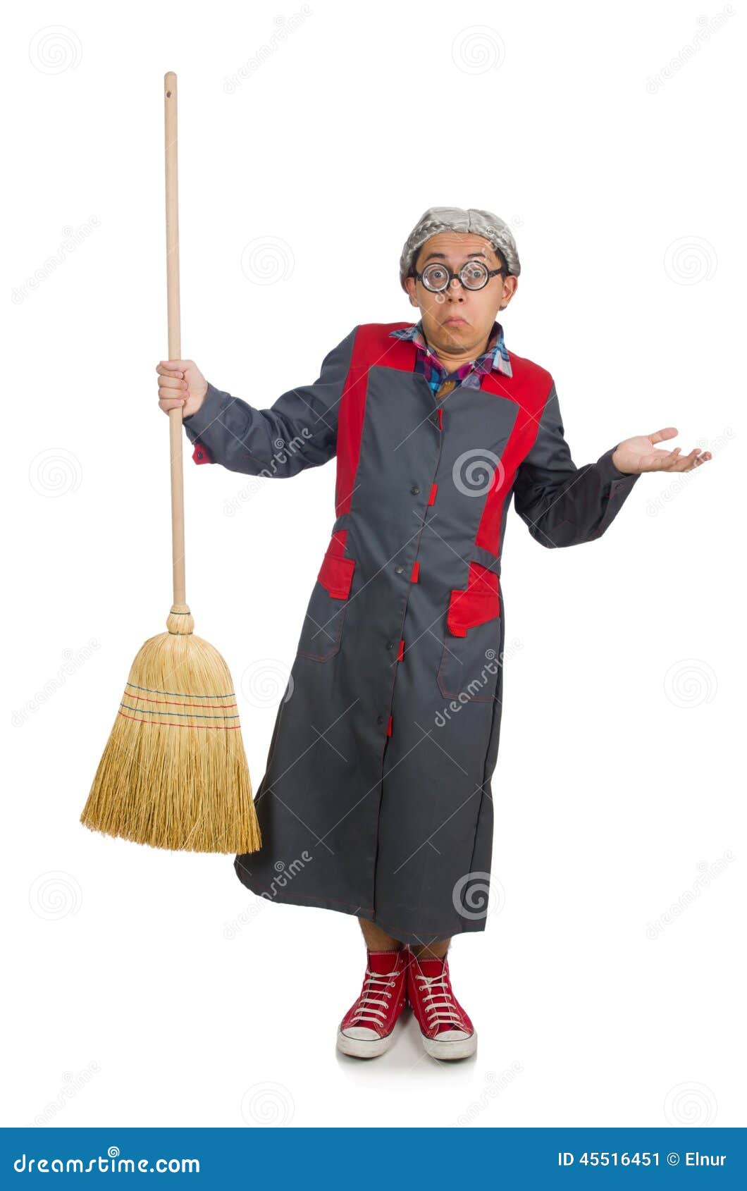 Funny janitor isolated stock image. Image of comic, domestic - 45516451