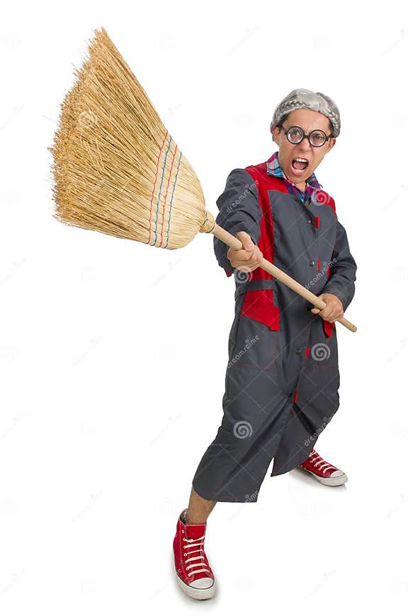Funny janitor isolated stock image. Image of life, cleaning - 45698473