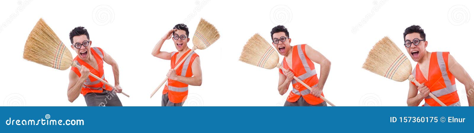 Funny Janitor Isolated on White Stock Image - Image of lifestyle ...