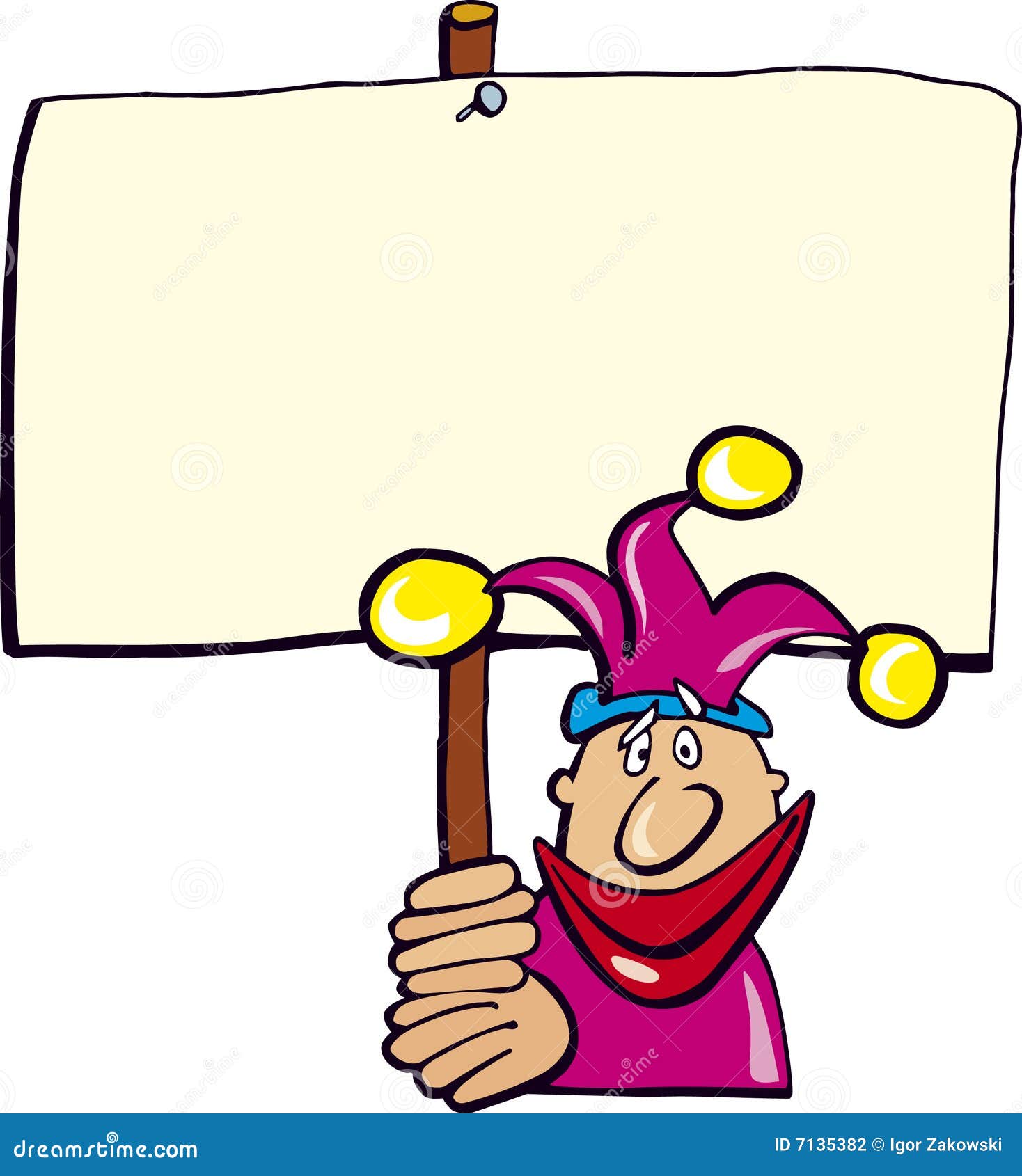 Funny Jester With Board Vector Illustration | CartoonDealer.com #7135382