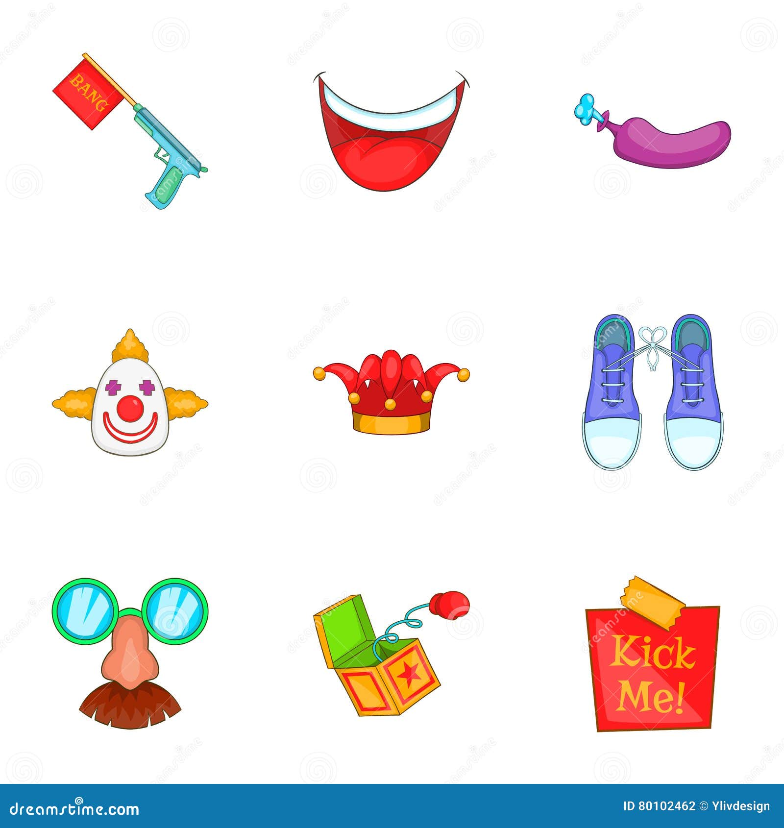 Funny Jokes Icons Set, Cartoon Style Stock Vector - Illustration of ...