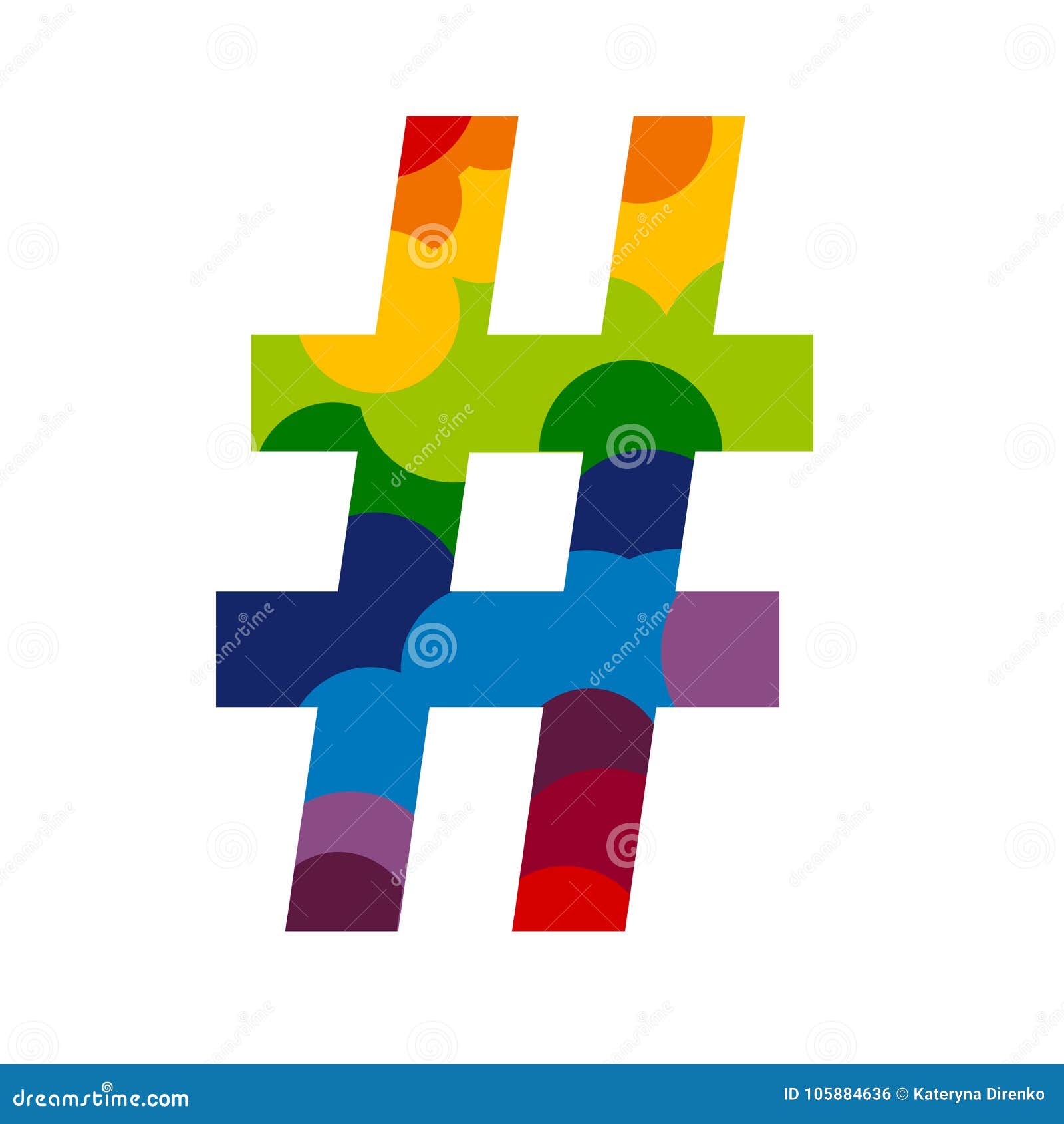 Funny and Joyful Colored Hashtag Sign. Stock Vector - Illustration of ...