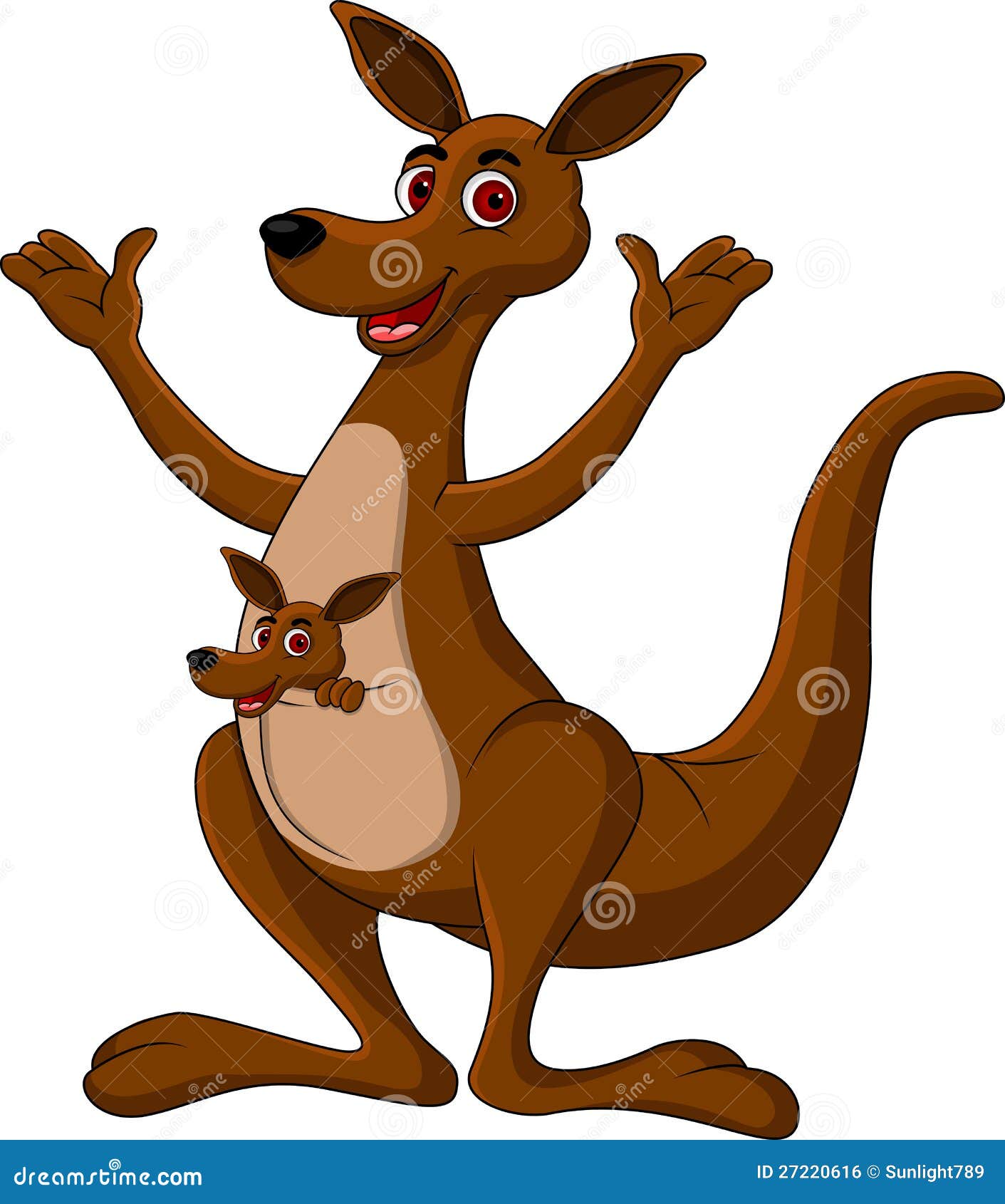 Funny kangaroo cartoon stock illustration. Illustration of cheerful ...