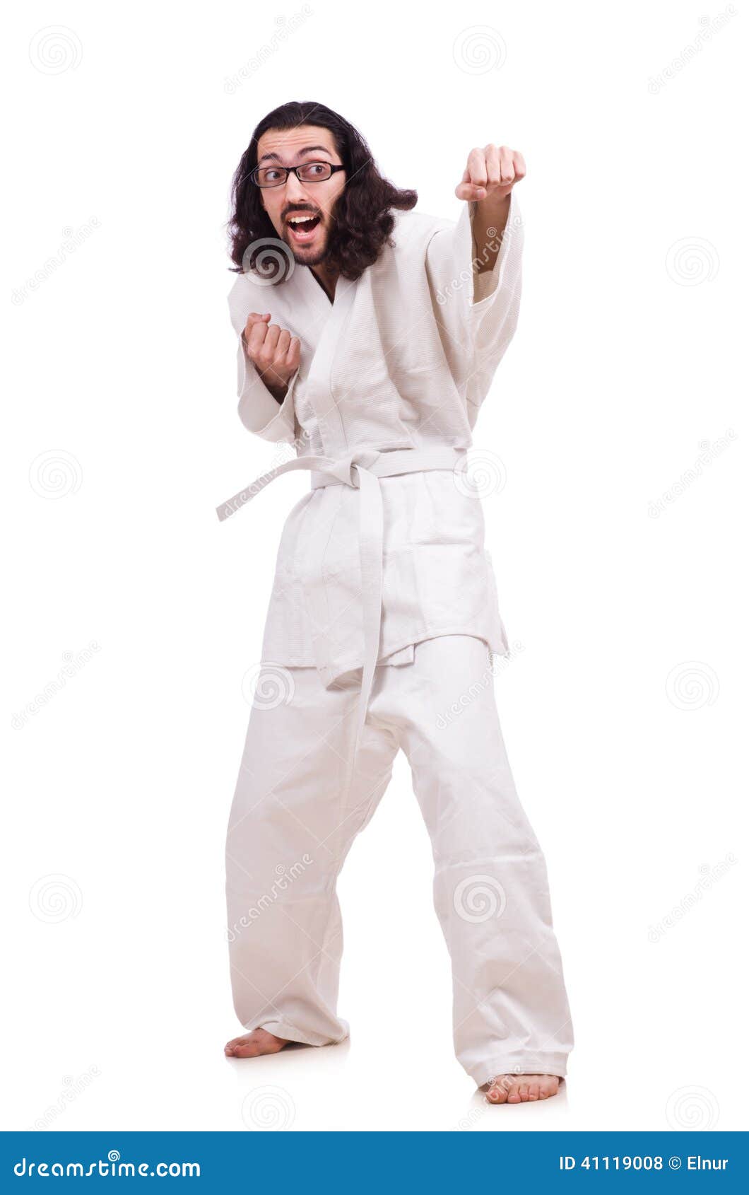 Funny Karate Fighter Isolated Stock Photo - Image of kick, kata: 41119008