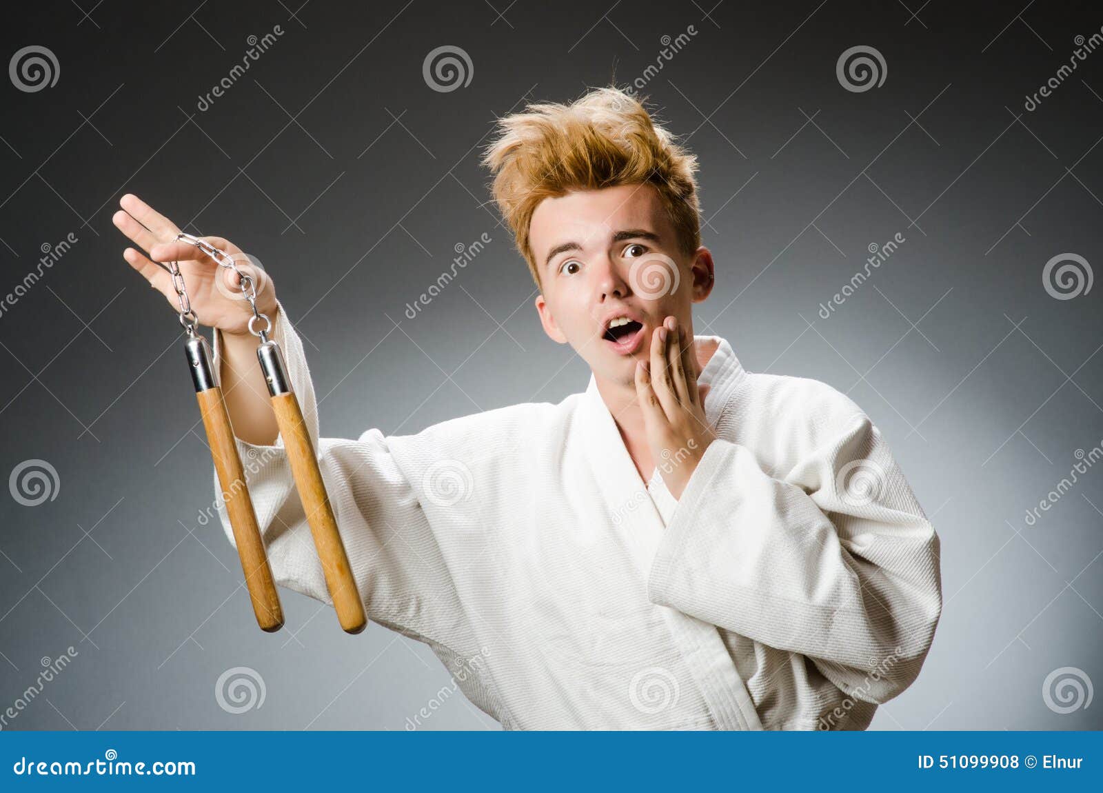 Funny karate fighter stock photo. Image of person, humor - 51099908