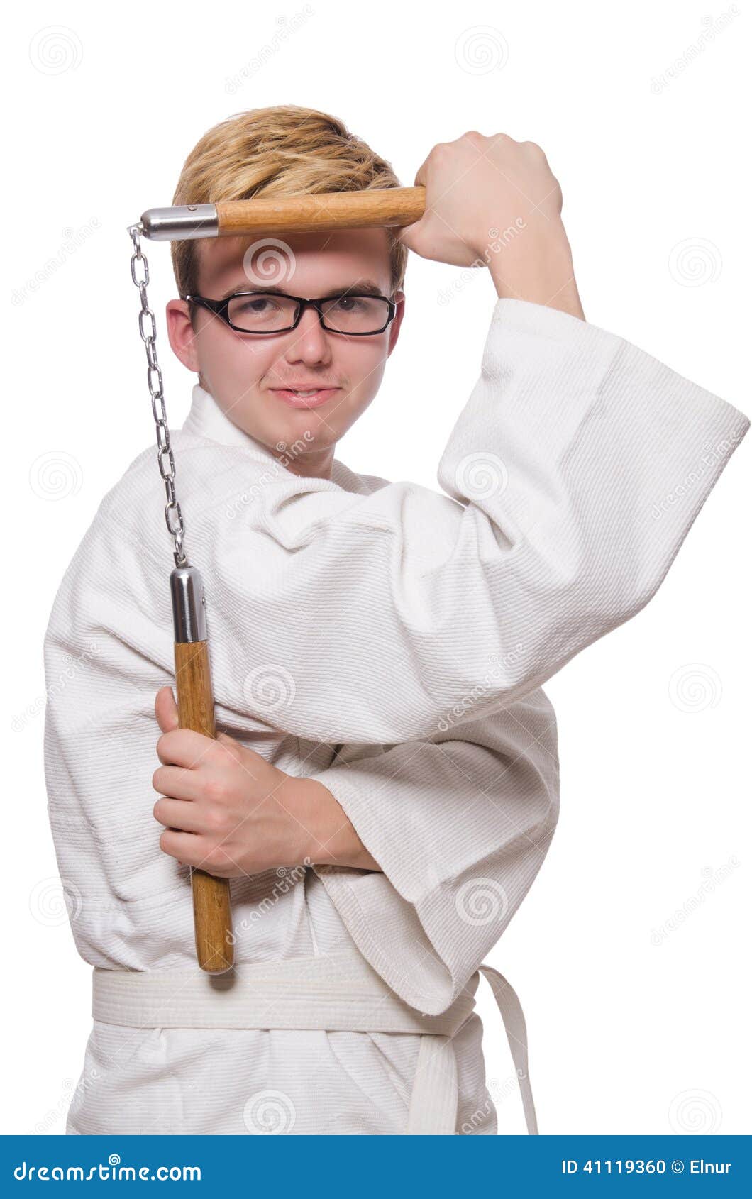Funny Karate Fighter with Nunchucks Stock Photo - Image of martial ...