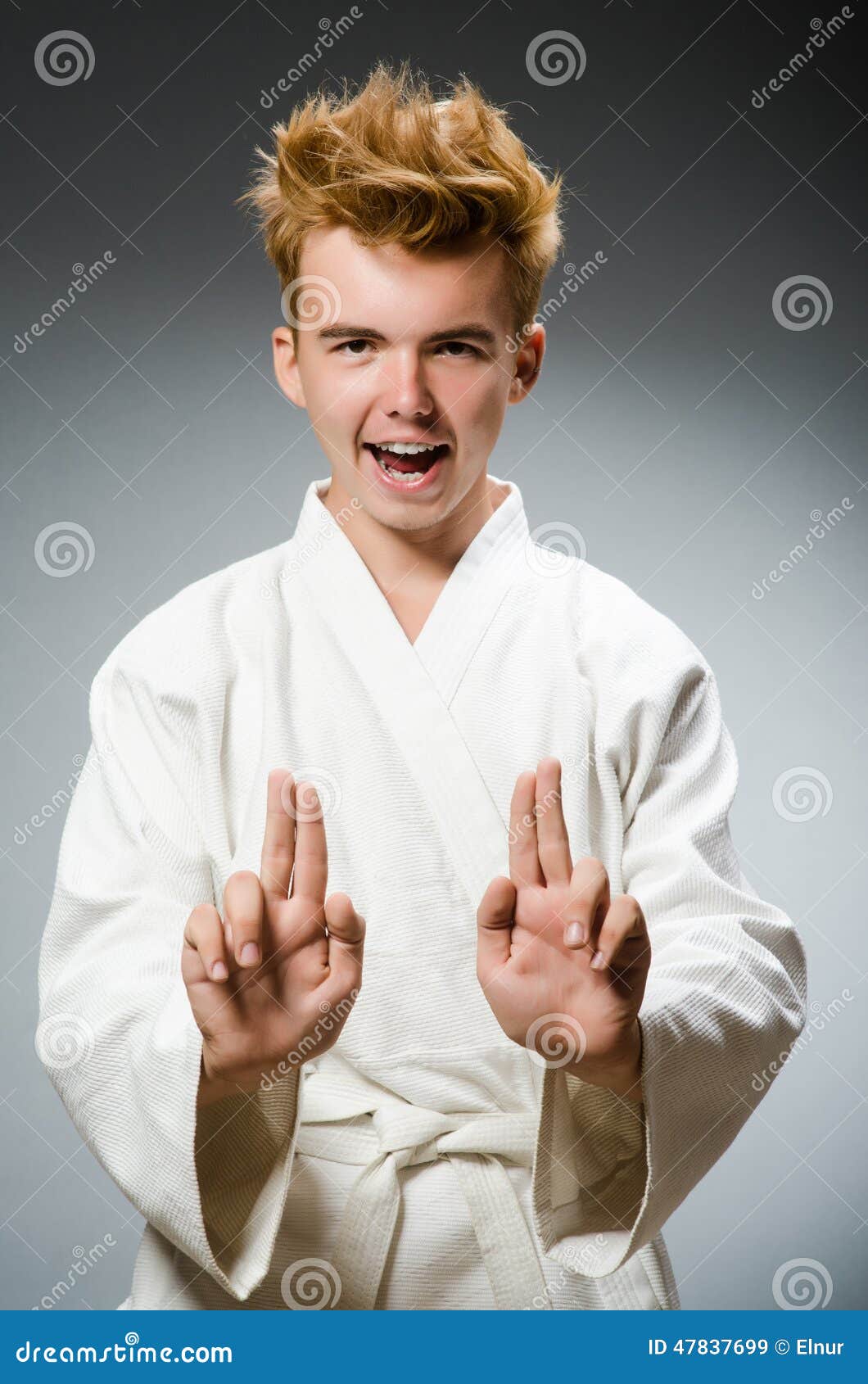 Funny Karate Fighter Wearing Stock Image - Image of kick, boxer: 47837699