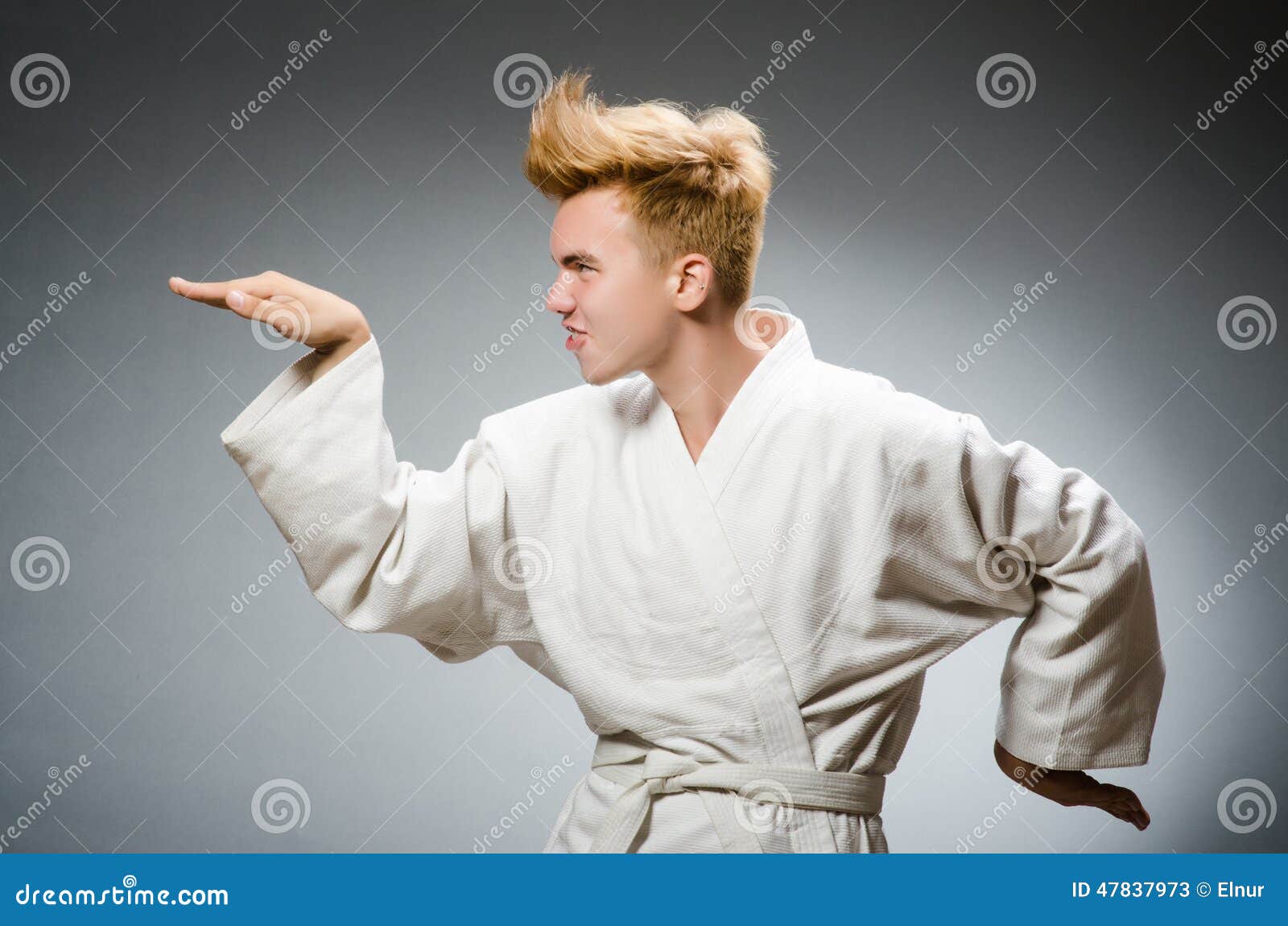 Funny Karate Fighter Wearing Stock Image - Image of defense, fist: 47837973