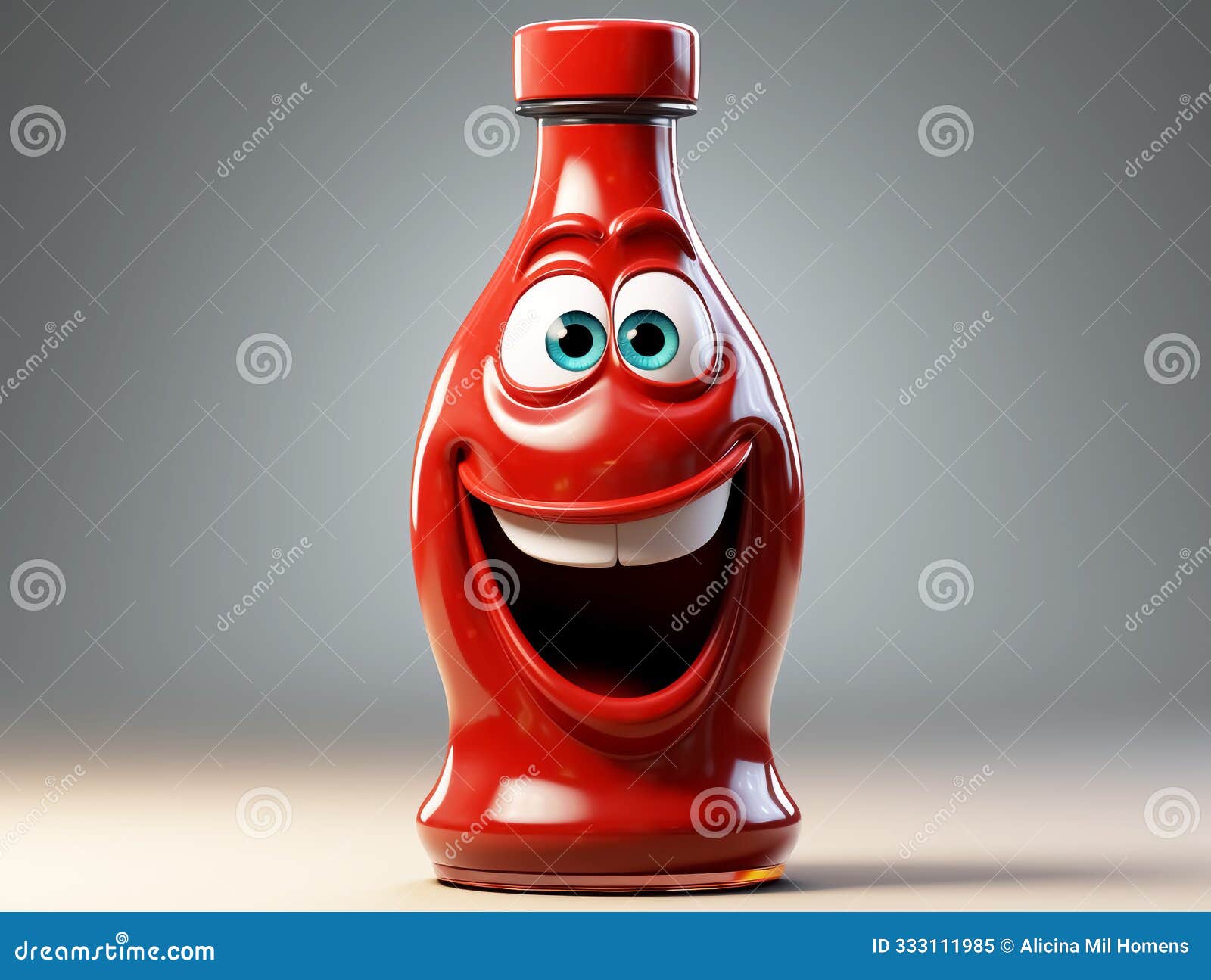 Funny Ketchup Bottle Cartoon Isolated on Background Stock Illustration ...