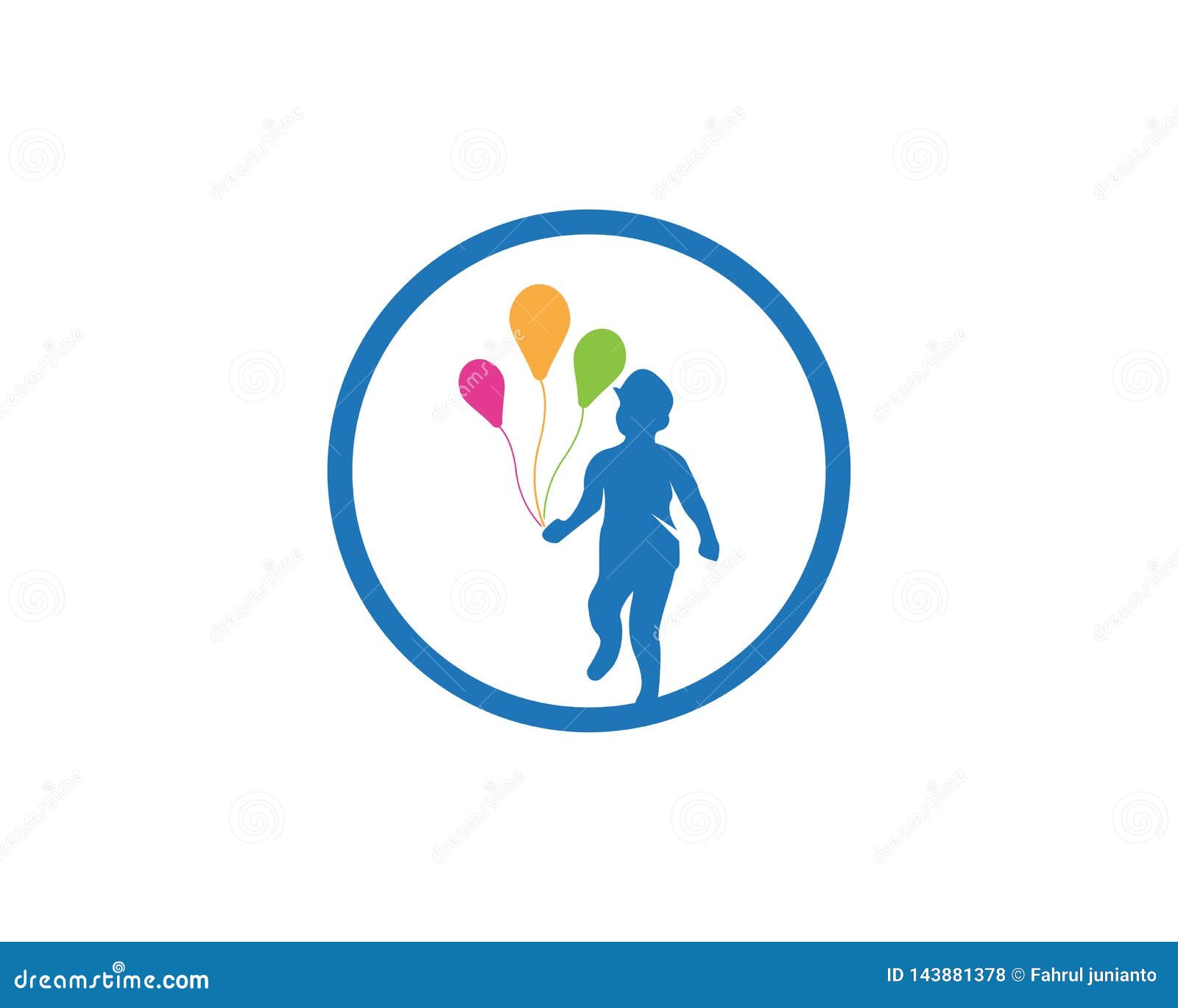 Funny Kid with Baloon Logo Template Stock Vector - Illustration of ...