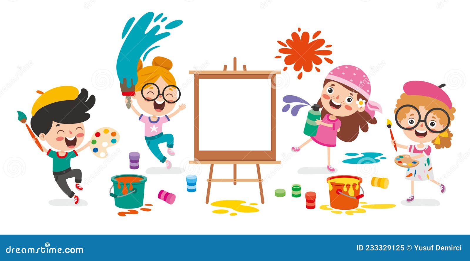 Funny Kid Coloring and Painting Stock Vector - Illustration of class ...