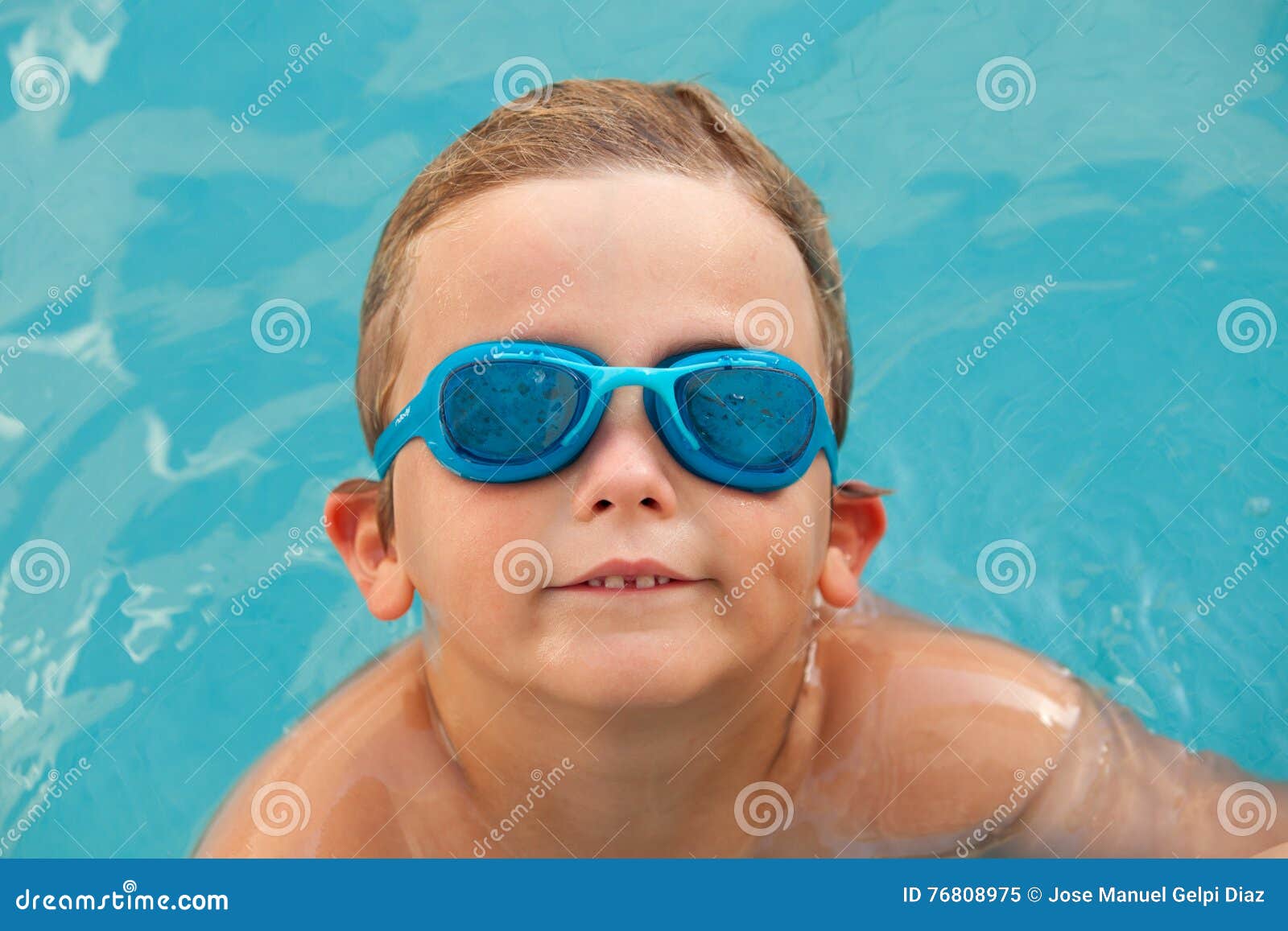 Funny Kid Cooling Off in the Pool Stock Image - Image of summer, male ...