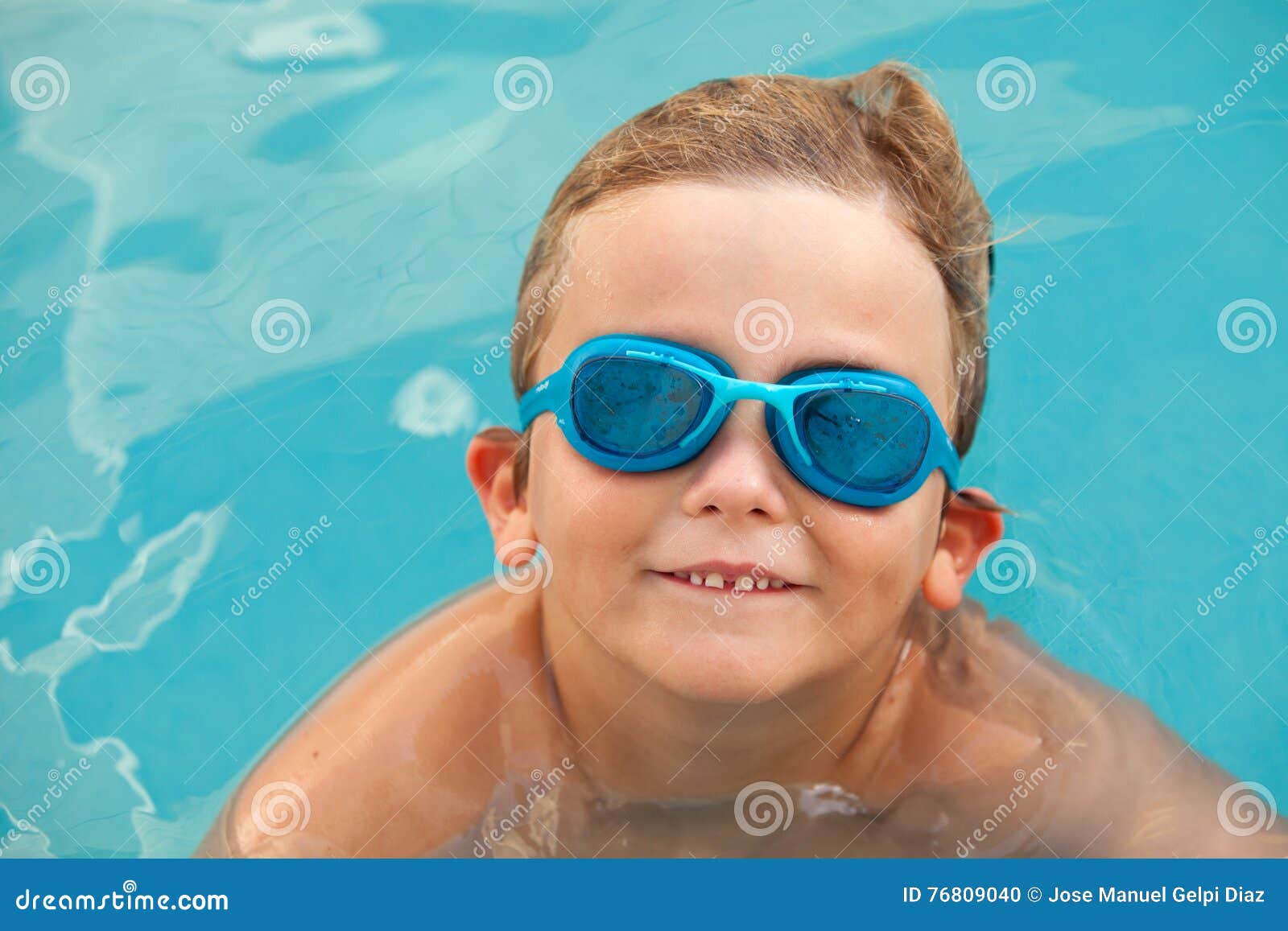 Funny Kid Cooling Off in the Pool Stock Photo - Image of cheerful ...