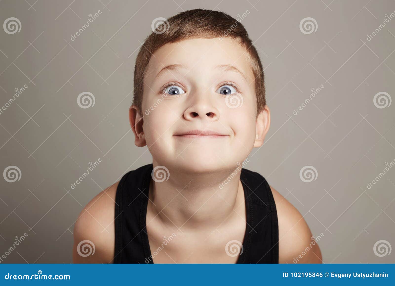Funny Kid Looking at Camera Stock Photo - Image of blue, model: 102195846