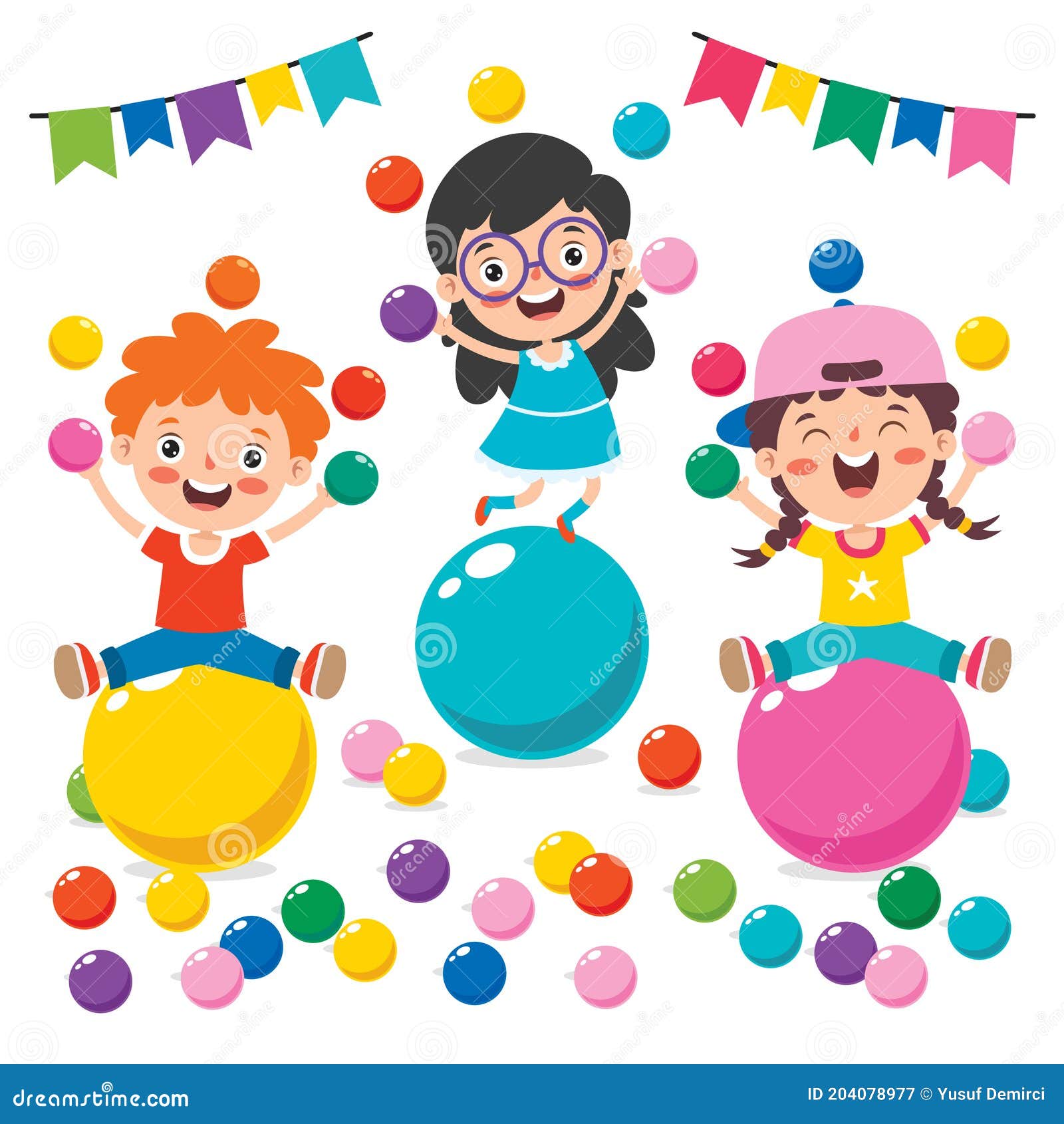 Funny Kid Playing with Colorful Balls Stock Vector - Illustration of ... Funny Kid Playing with Colorful Balls Stock Vector - Illustration of ...
