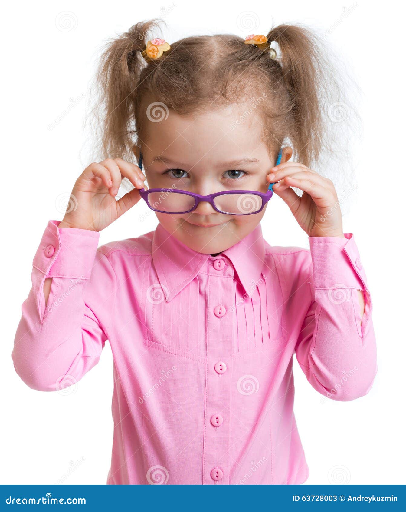 Funny Kid Putting on Spectacles Isolated Stock Image - Image of optical ...