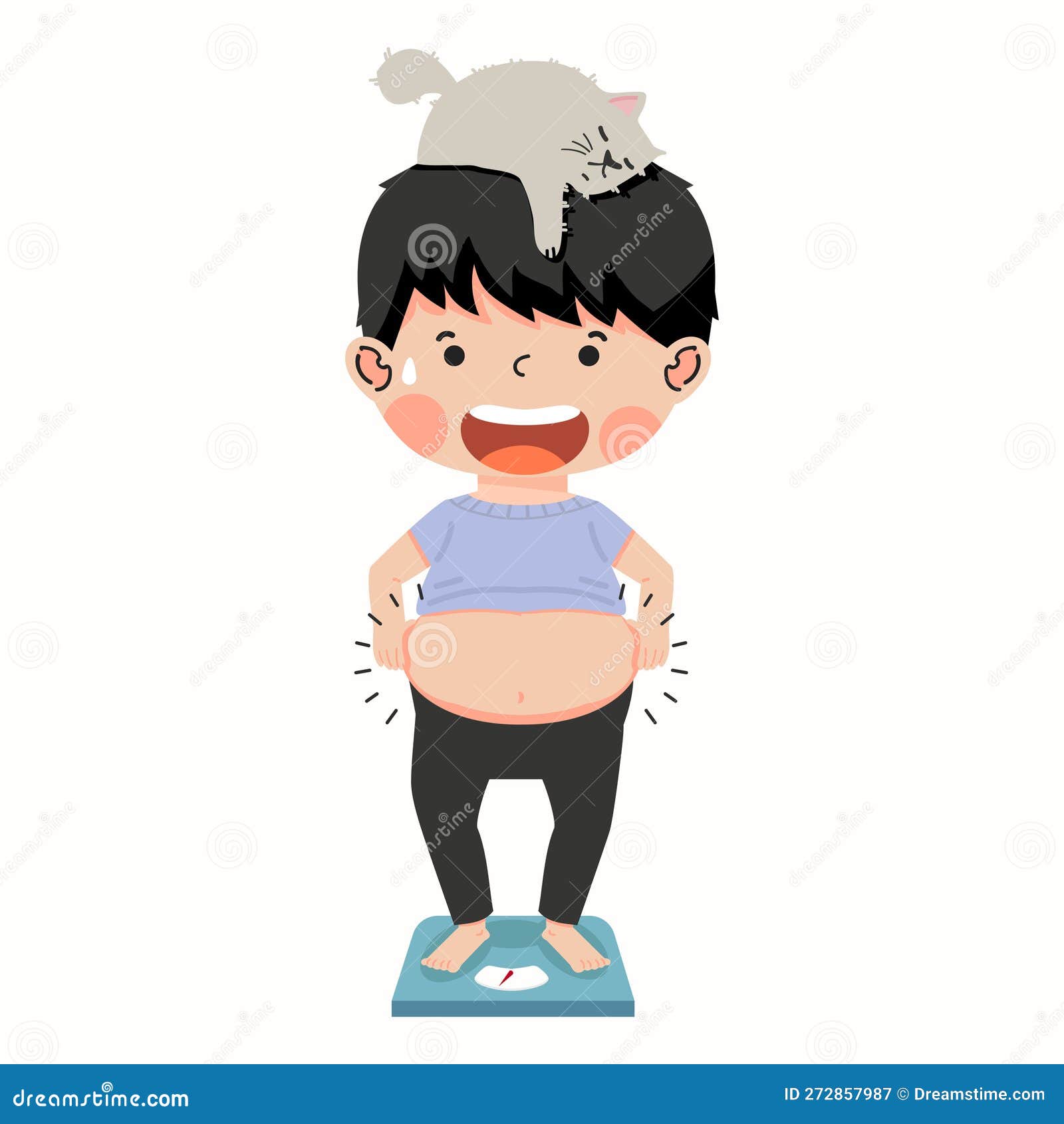 Funny kid use weight scale stock vector. Illustration of cartoon ...
