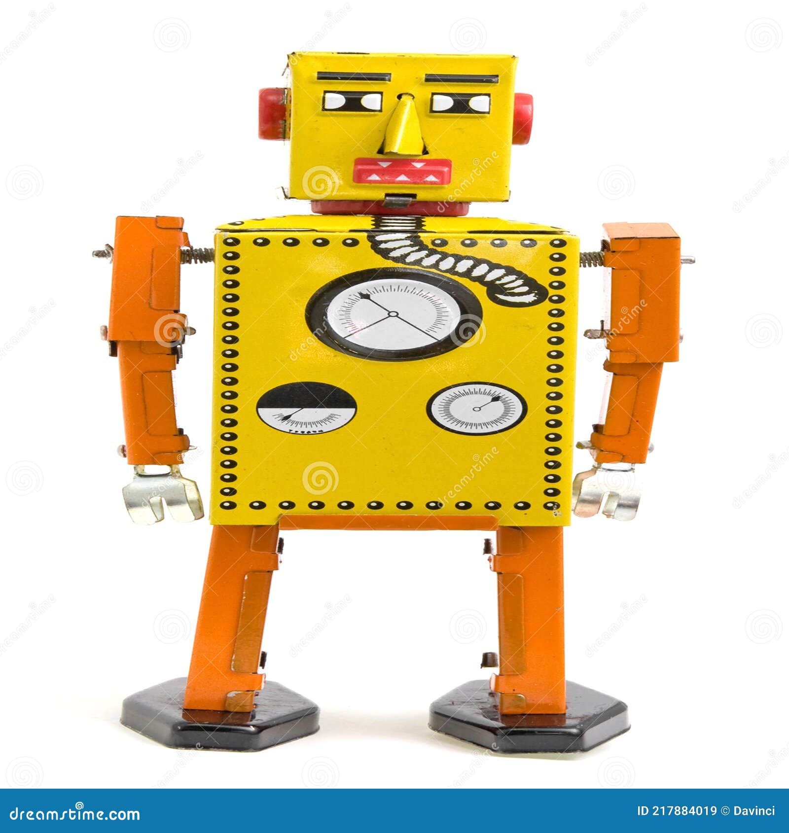 Funny Kid Yellow Bot Isolated on White Stock Image - Image of control ...