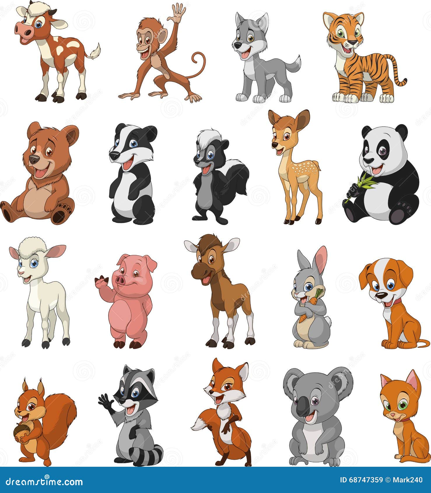 Funny Exotic Animals Cartoon Vector | CartoonDealer.com #75328235