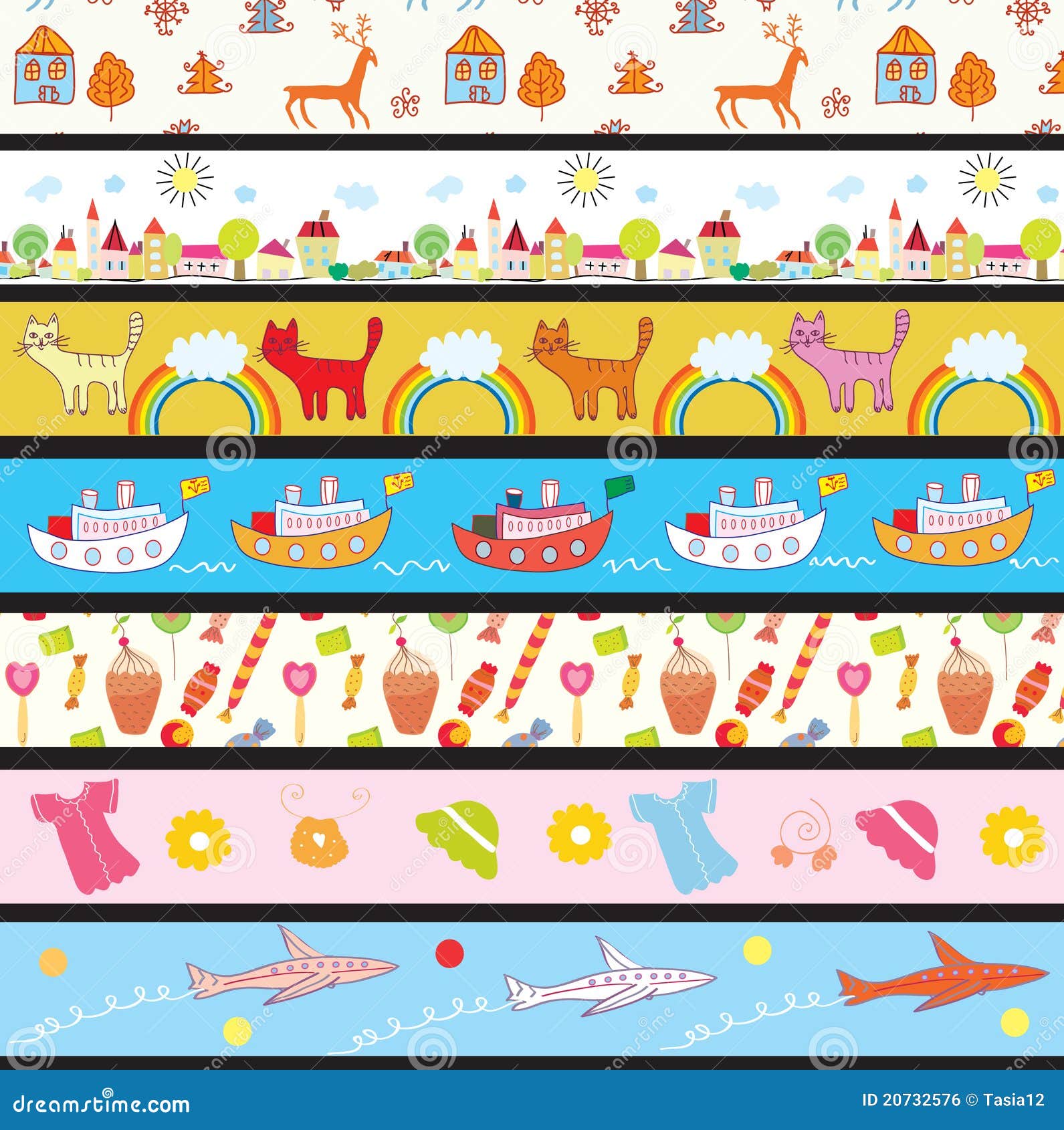 Funny kids borders stock vector. Illustration of bright - 20732576