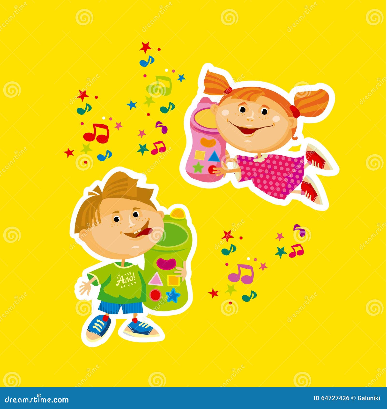 Funny kids stock vector. Illustration of cartoon, friendship - 64727426