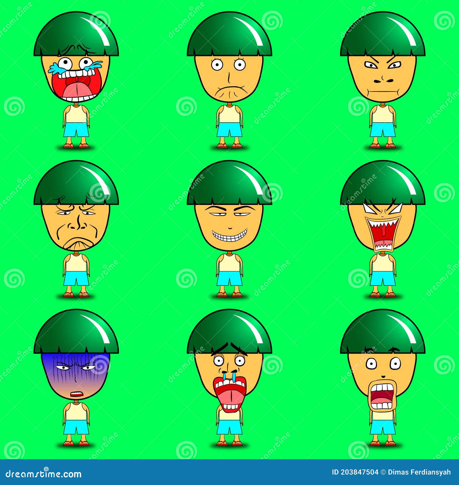 Funny Kids Emoticon Set with Different Expression Stock Vector ...