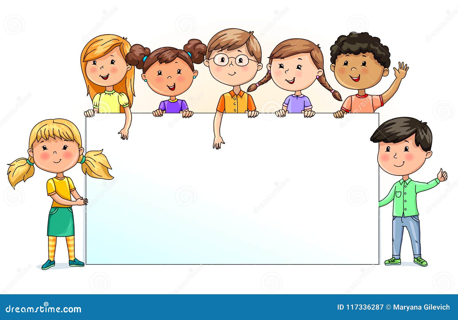 Cartoon Kids Holding Banner Cartoon Kids Holding Banner