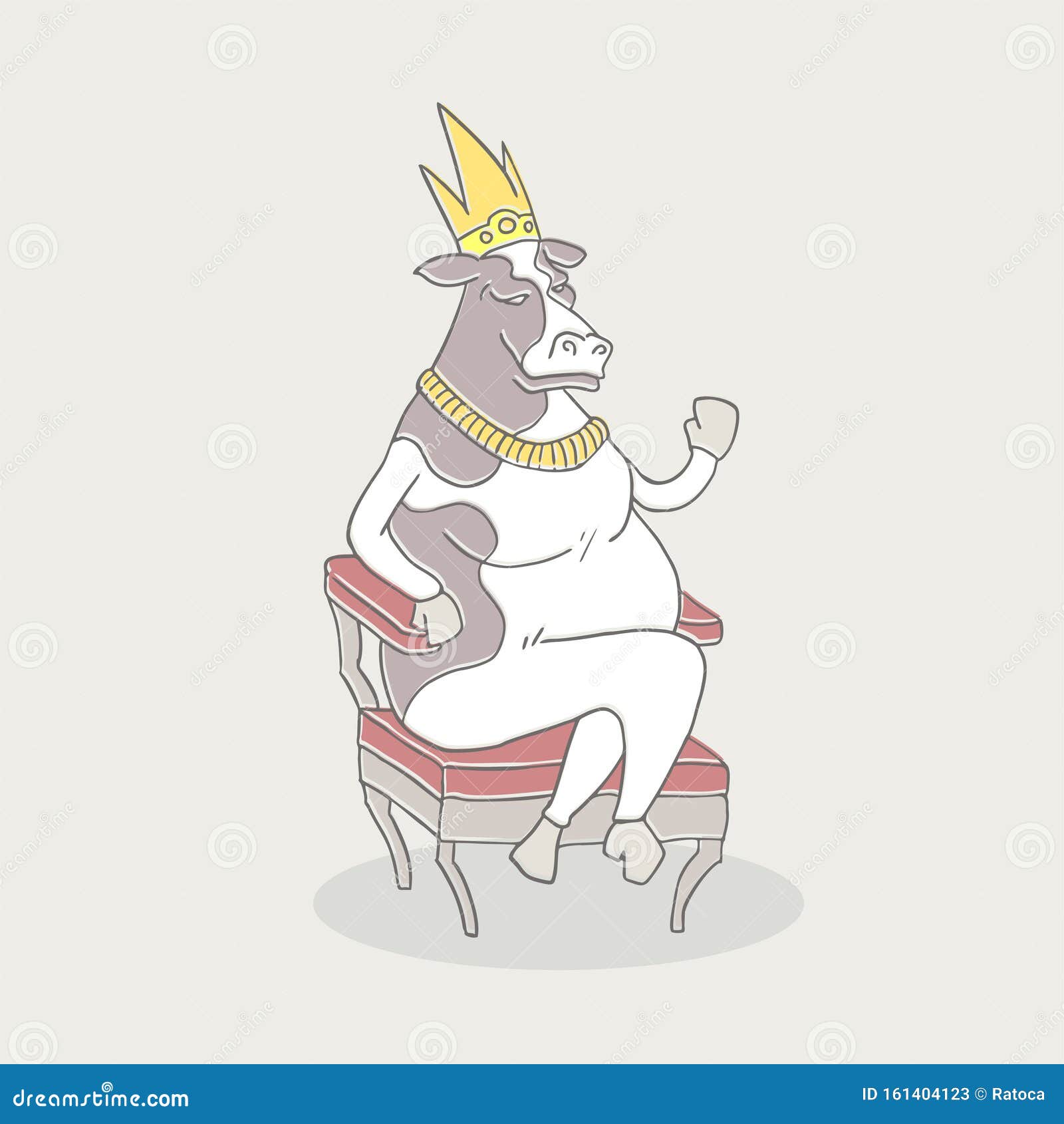 Funny king cow draw stock vector. Illustration of king - 161404123