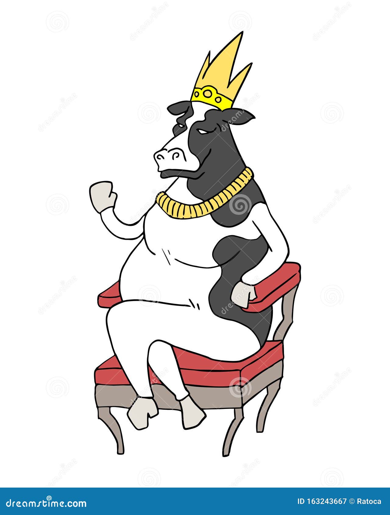 Funny king cow draw stock vector. Illustration of funny - 163243667
