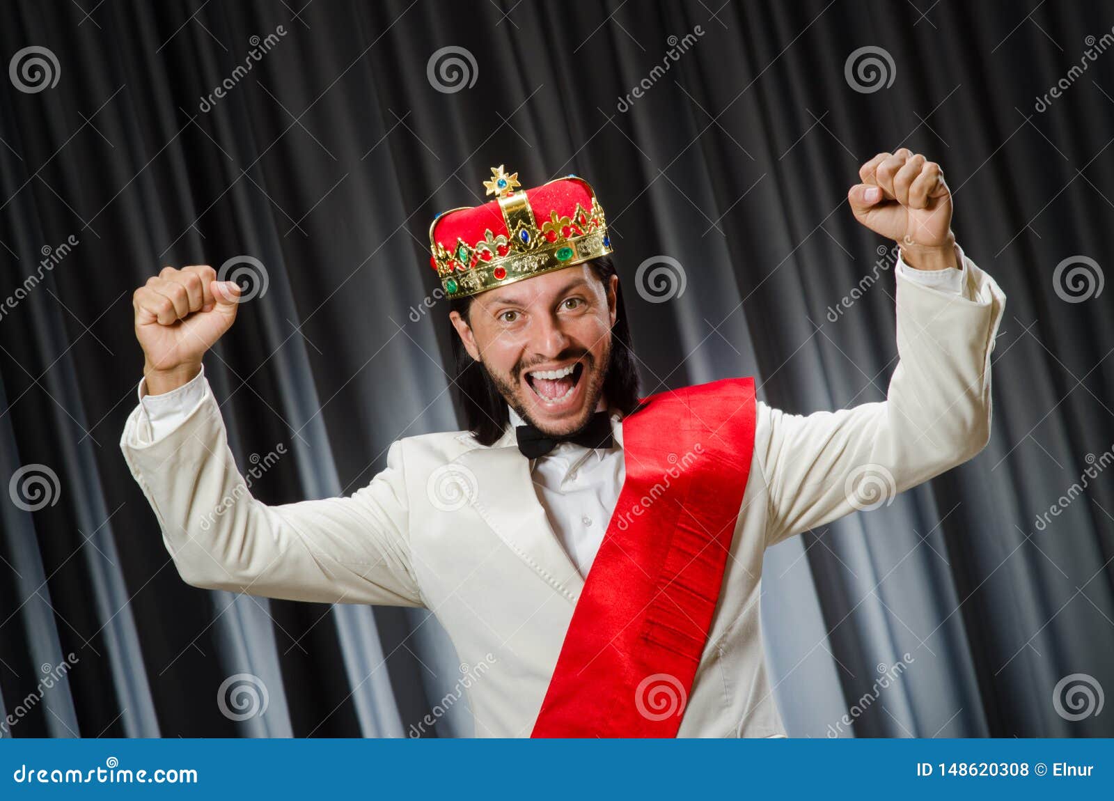 Funny King Wearing Crown in Coronation Concept Stock Photo - Image of ...
