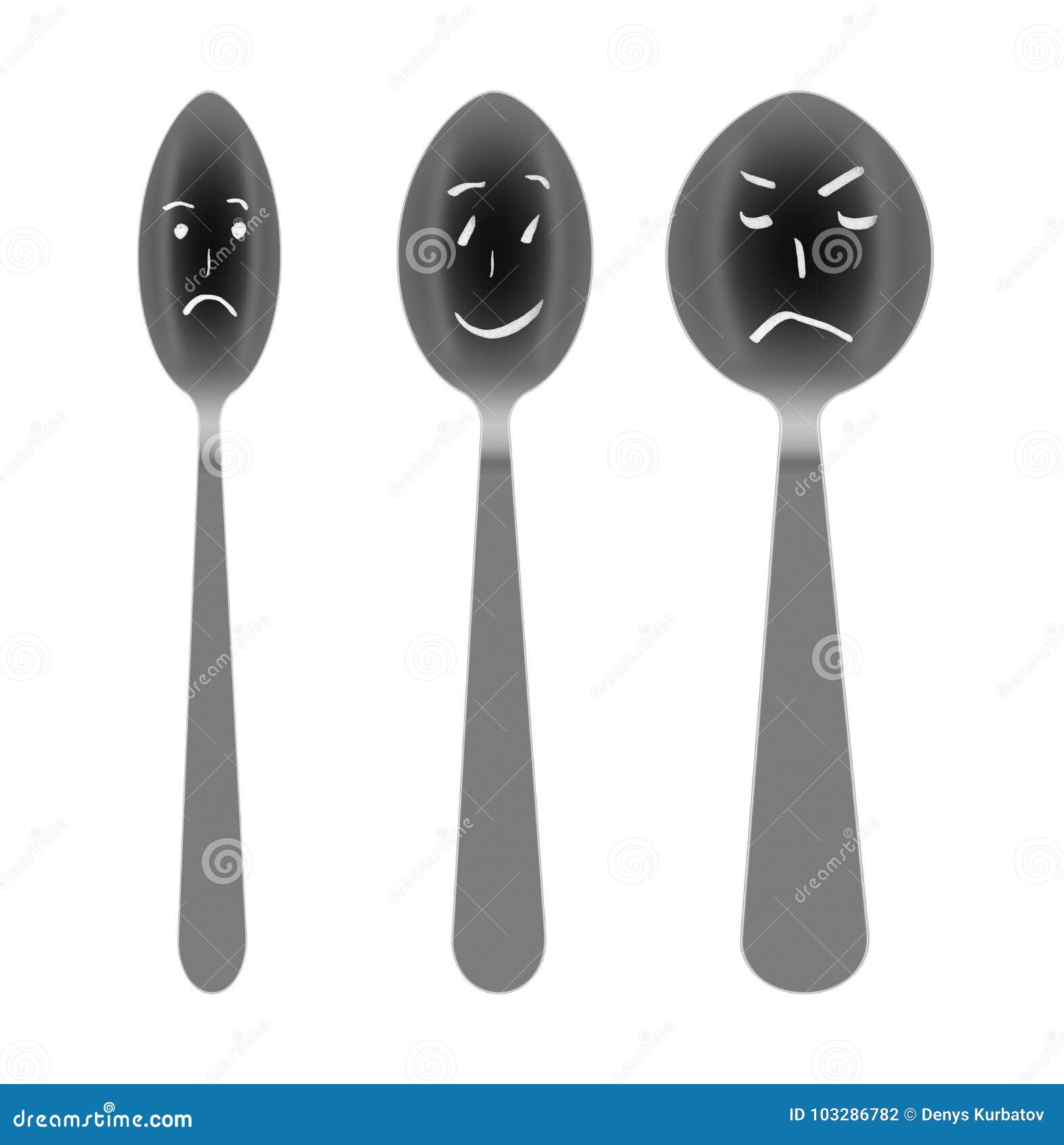 Funny kitchen spoons stock photo. Image of angry, drawn - 103286782
