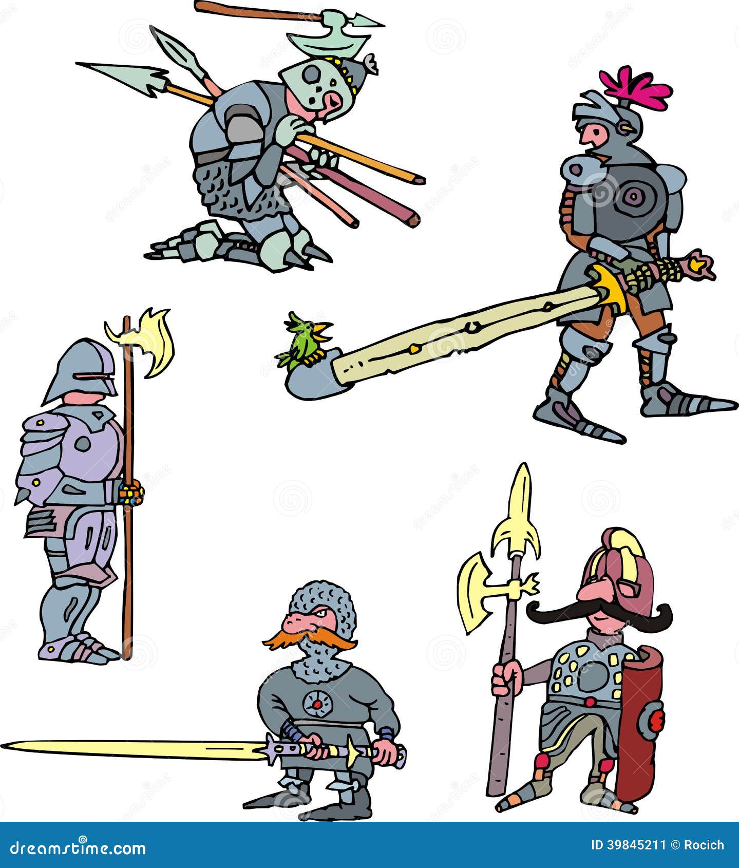 Funny knights stock vector. Illustration of vector, spear - 39845211