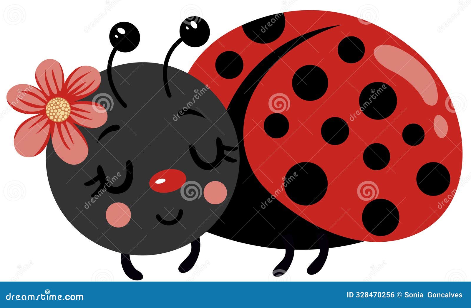 Funny Ladybug Sleeping Isolated on White Stock Vector - Illustration of ...