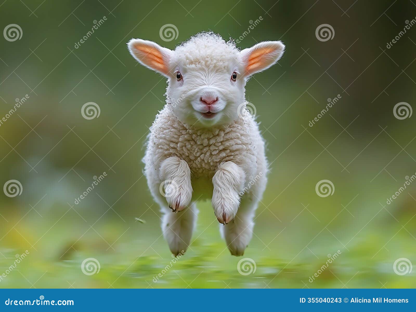 Funny Lamb Jumping. Cute Farm Animals Stock Illustration - Illustration ...