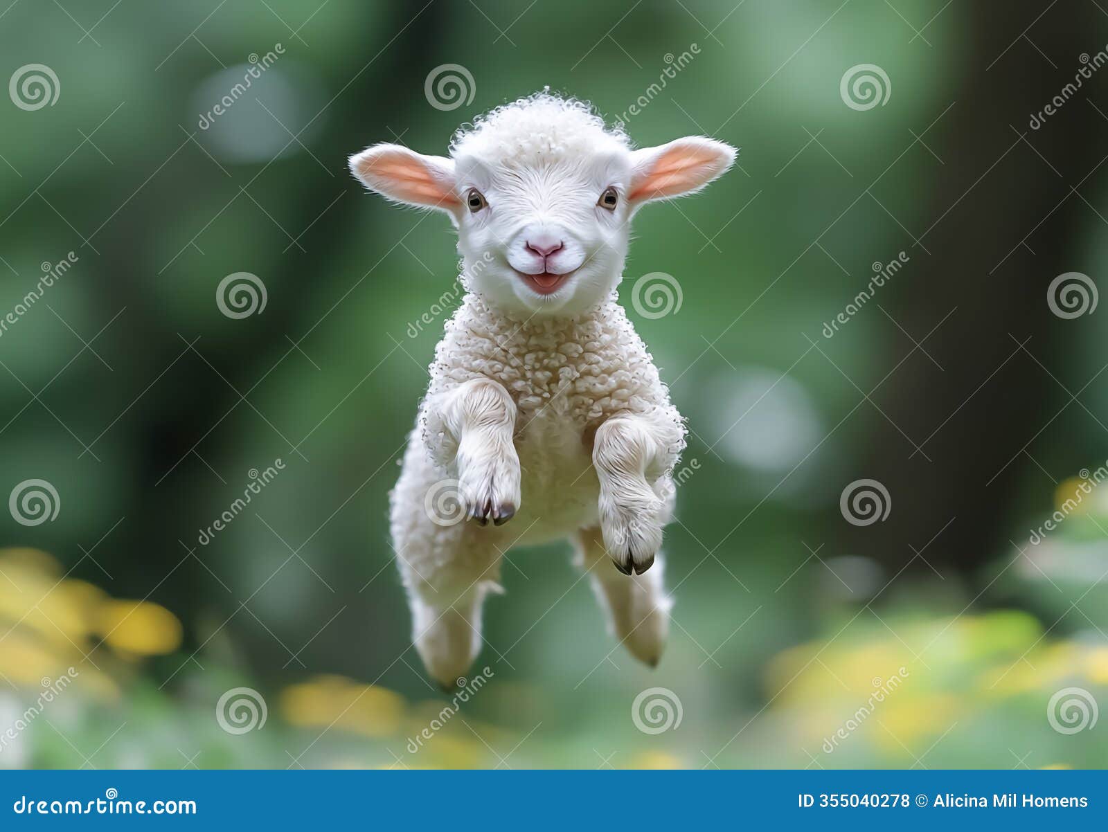 Funny Lamb Jumping. Cute Farm Animals Stock Illustration - Illustration ...