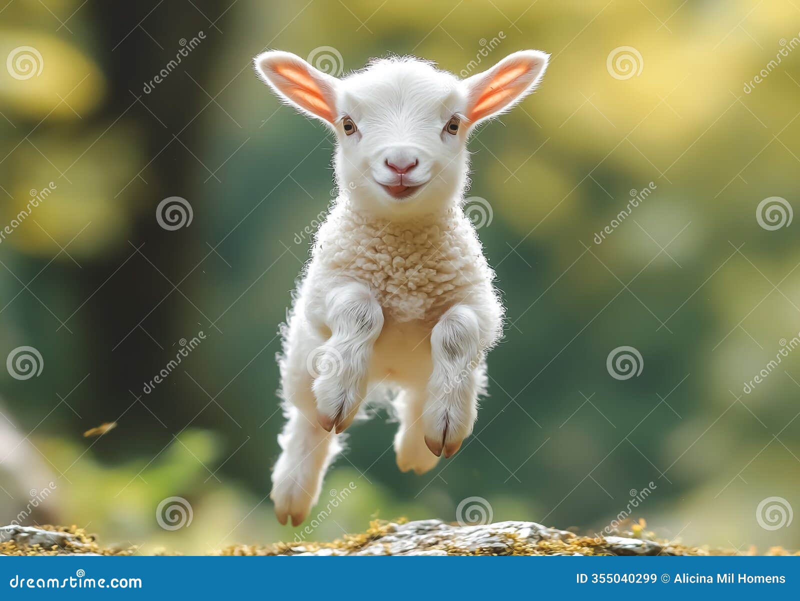 Funny Lamb Jumping. Cute Farm Animals Stock Illustration - Illustration ...