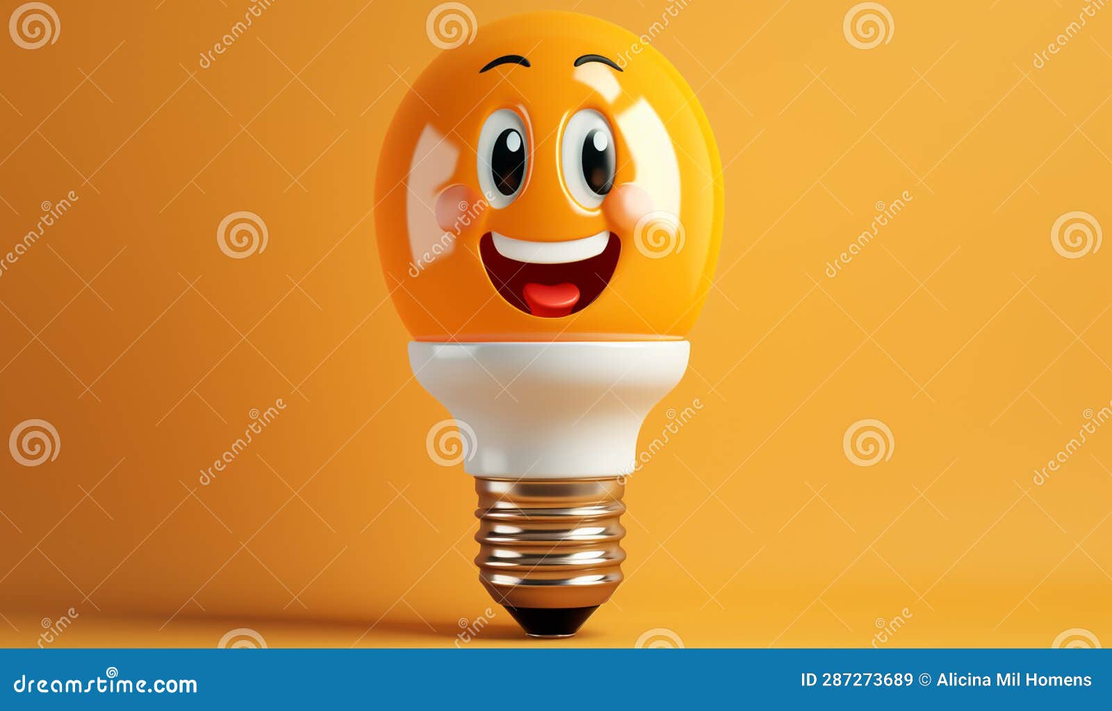 Funny Lamp with Smiling Face. AI Generated Stock Illustration ...