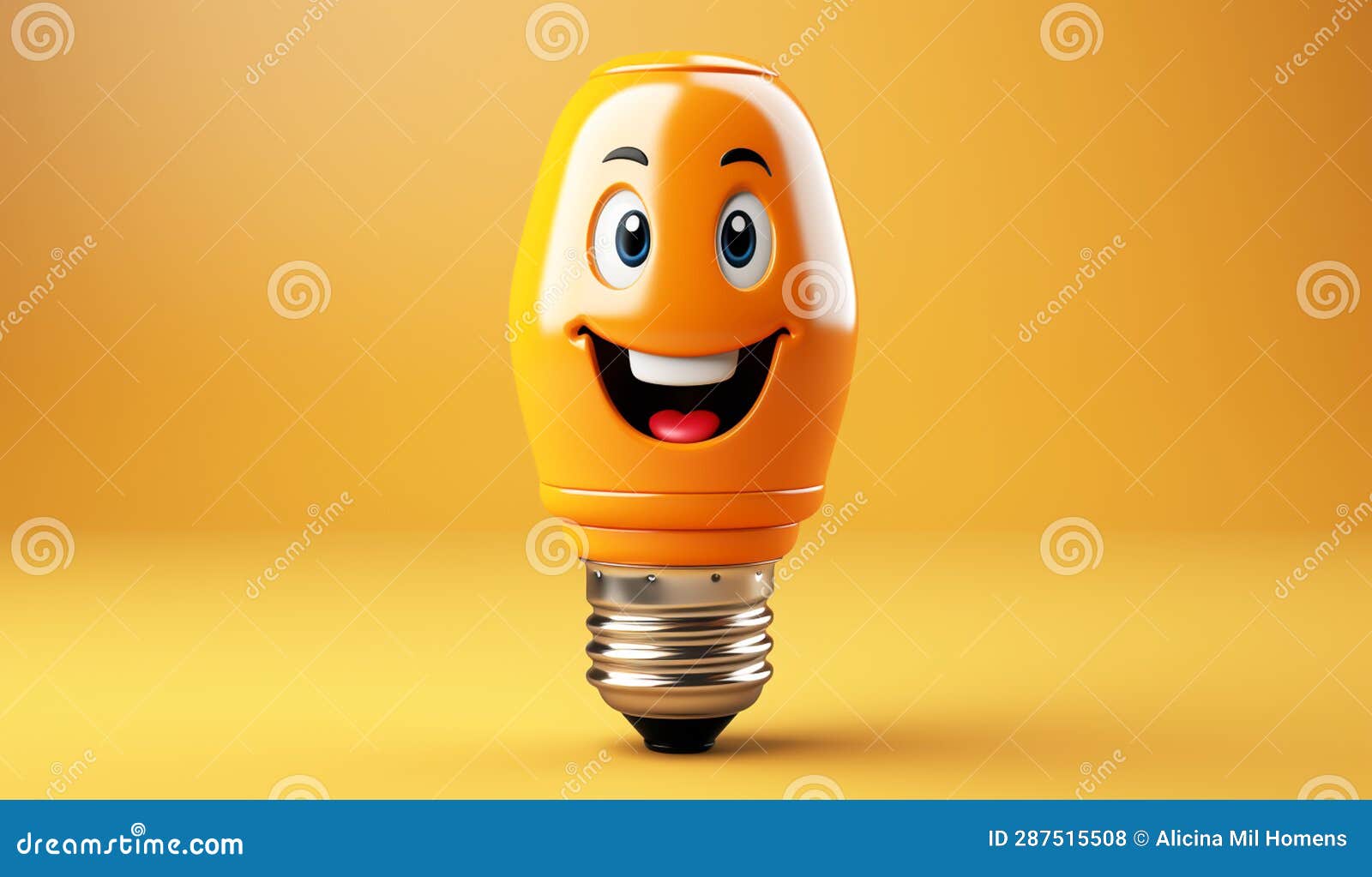 Funny Lamp with Smiling Face. AI Generated Stock Illustration ...