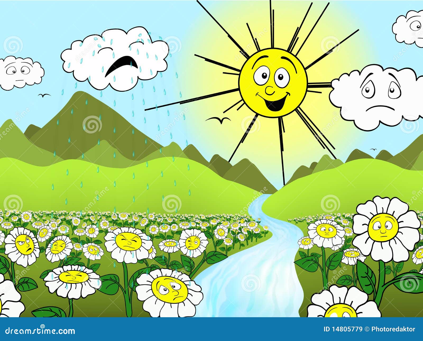 Funny landscape stock illustration. Illustration of colorful - 14805779