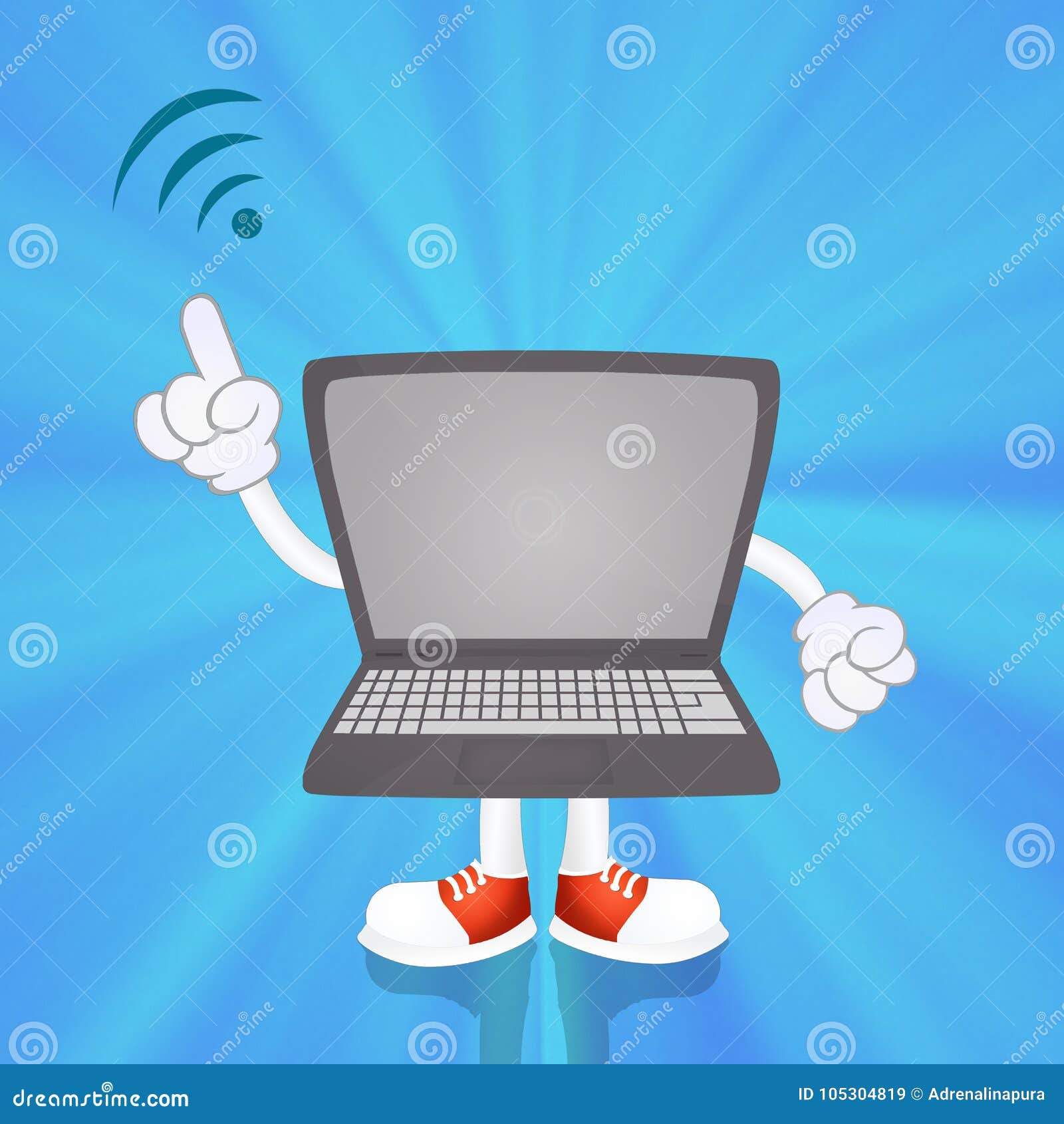 Funny laptop cartoon stock illustration. Illustration of laptop - 105304819